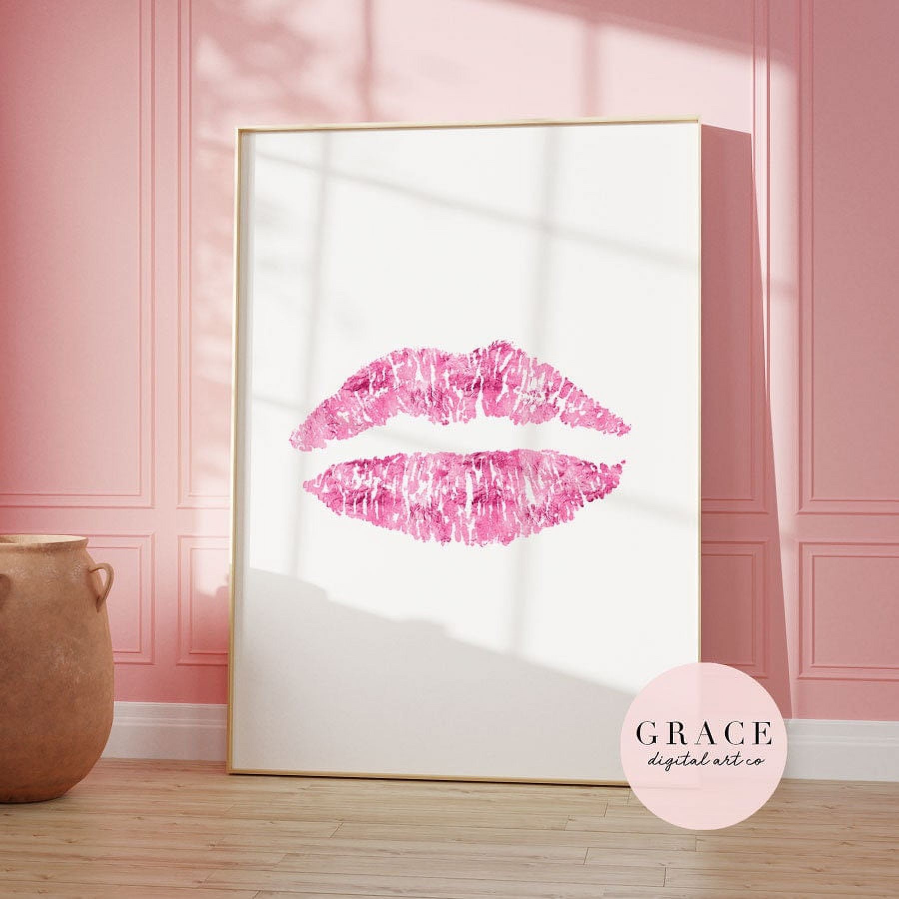 Onimhouse Poster Lips Print, Kiss Print, Lips , Pink Wall Art, Large ...