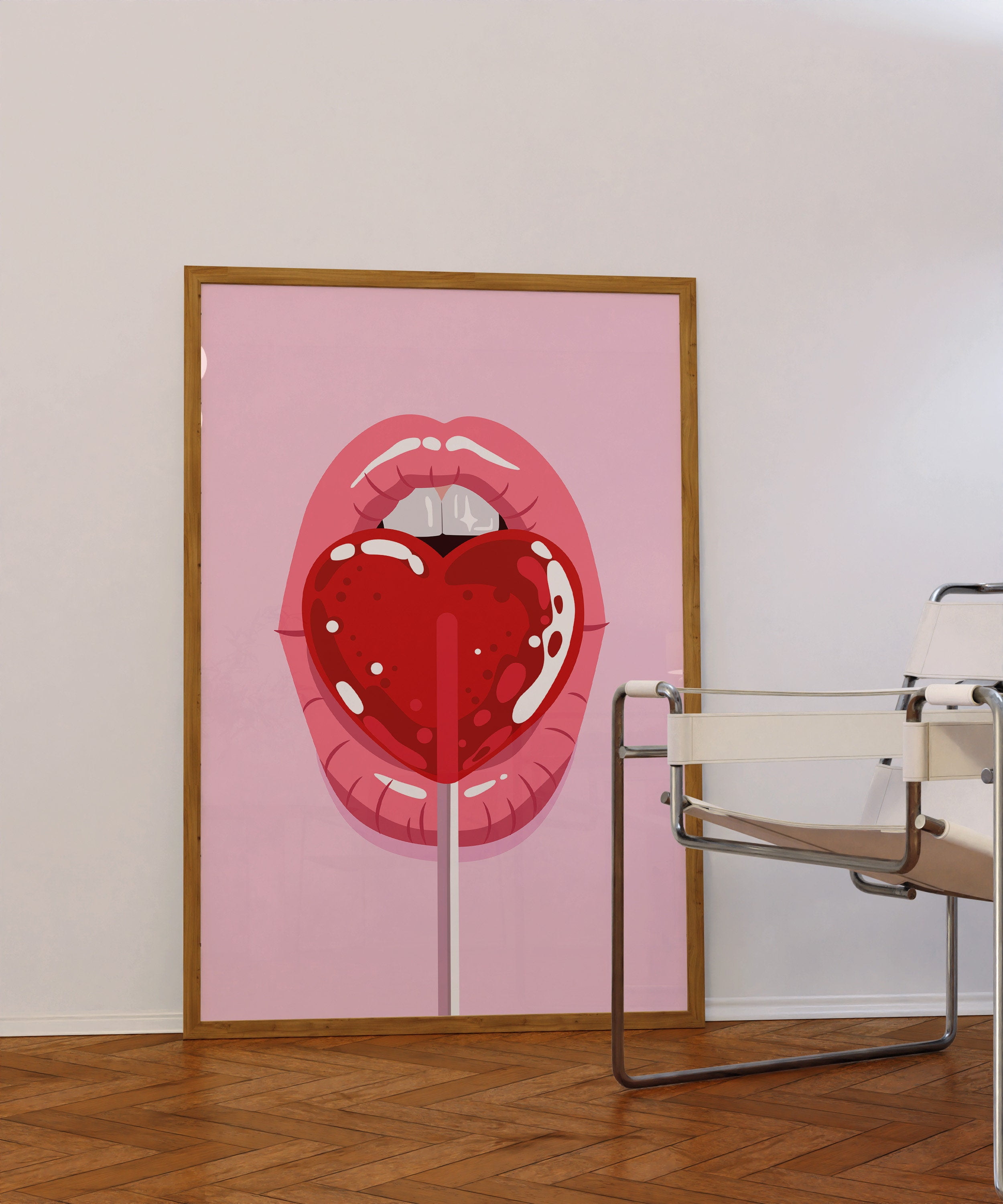 Onimhouse Poster Lips Wall Art Lollipop Poster Kiss Pink Yk2 Print ...