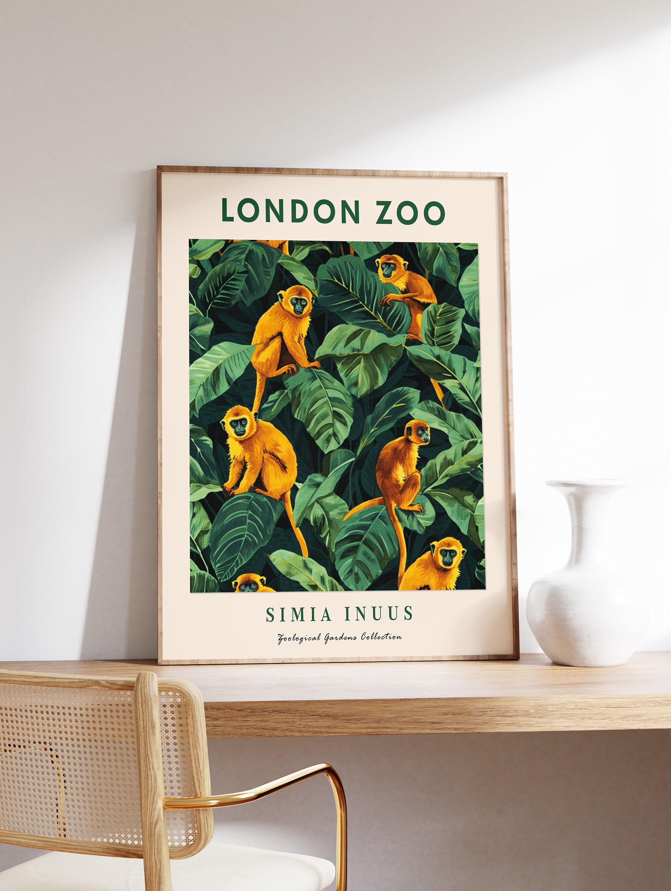 Onimhouse Poster London Zoo Print, Vintage Zoo Poster, Monkey Print ...