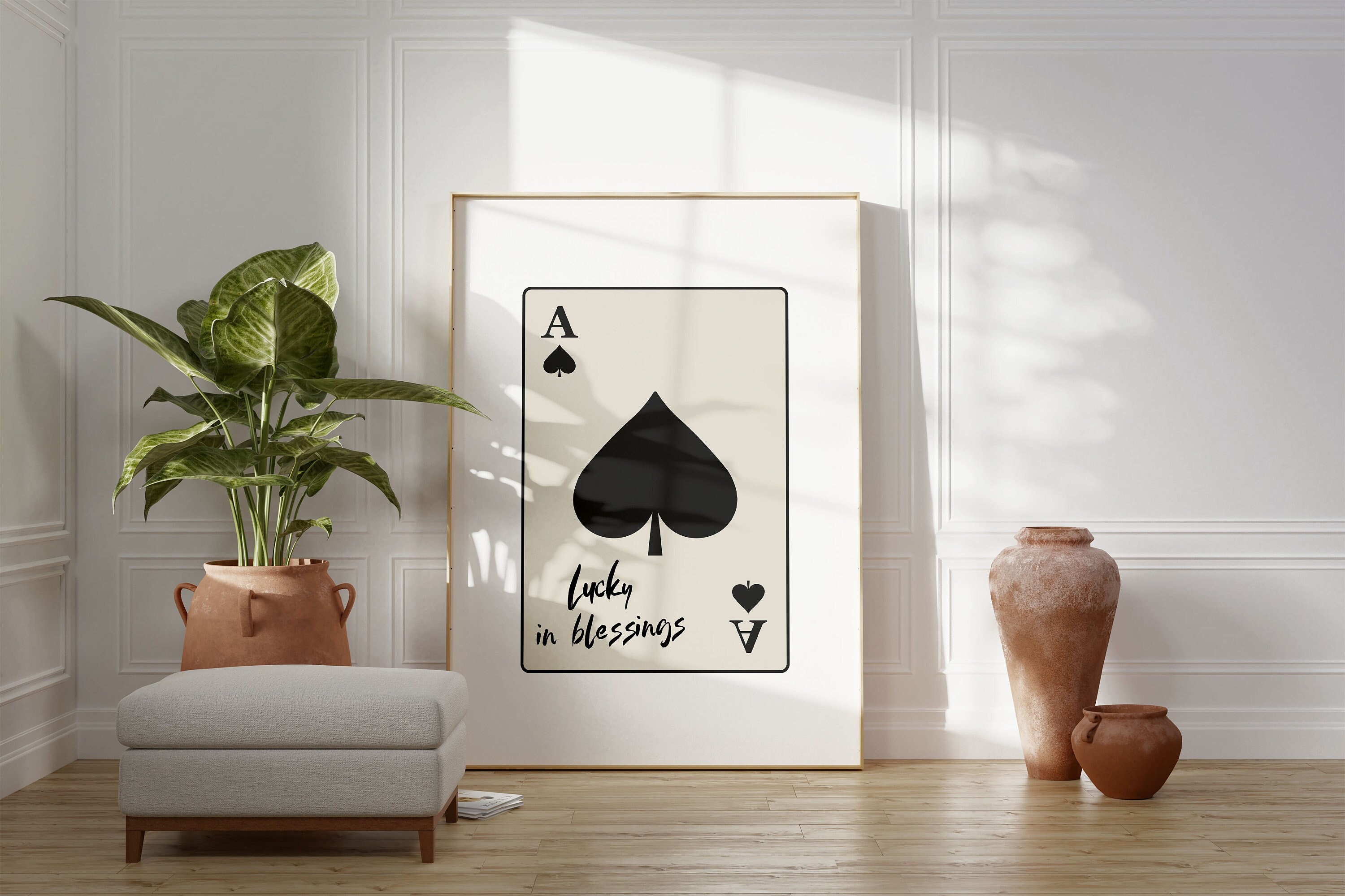 Onimhouse Poster Lucky In Blessings Retro Christian Art, Blessed Wall ...