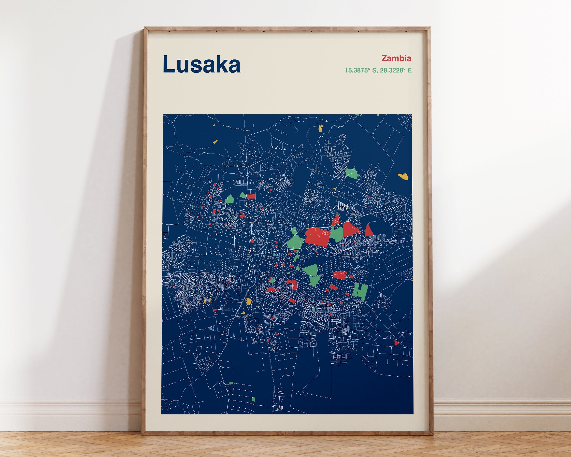 Onimhouse Poster Lusaka Zambia Map Print, Lusaka Map Poster, Map Of ...