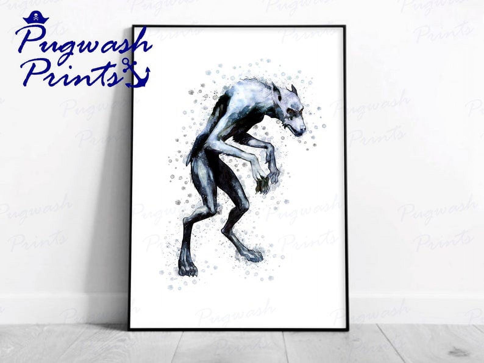 Onimhouse Poster Magic Beasts Print 'WEREWOLF' Watercolour Splash Art ...