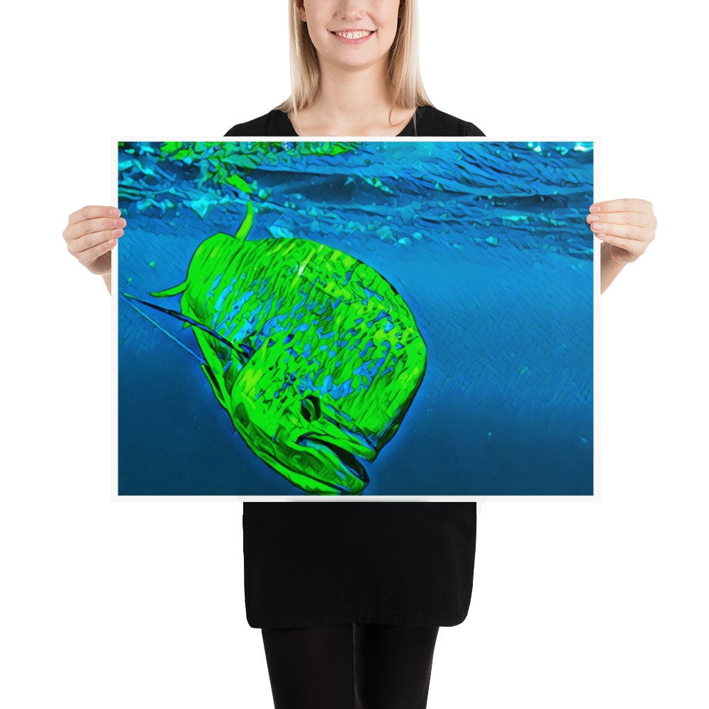 Onimhouse Poster Mahi Mahi / Dorado Abstract Art Print- UNFRAMED ...