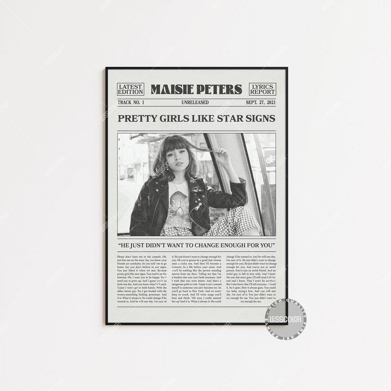Onimhouse Poster Maisie Peters Retro Newspaper Print, Pretty Girls Like ...