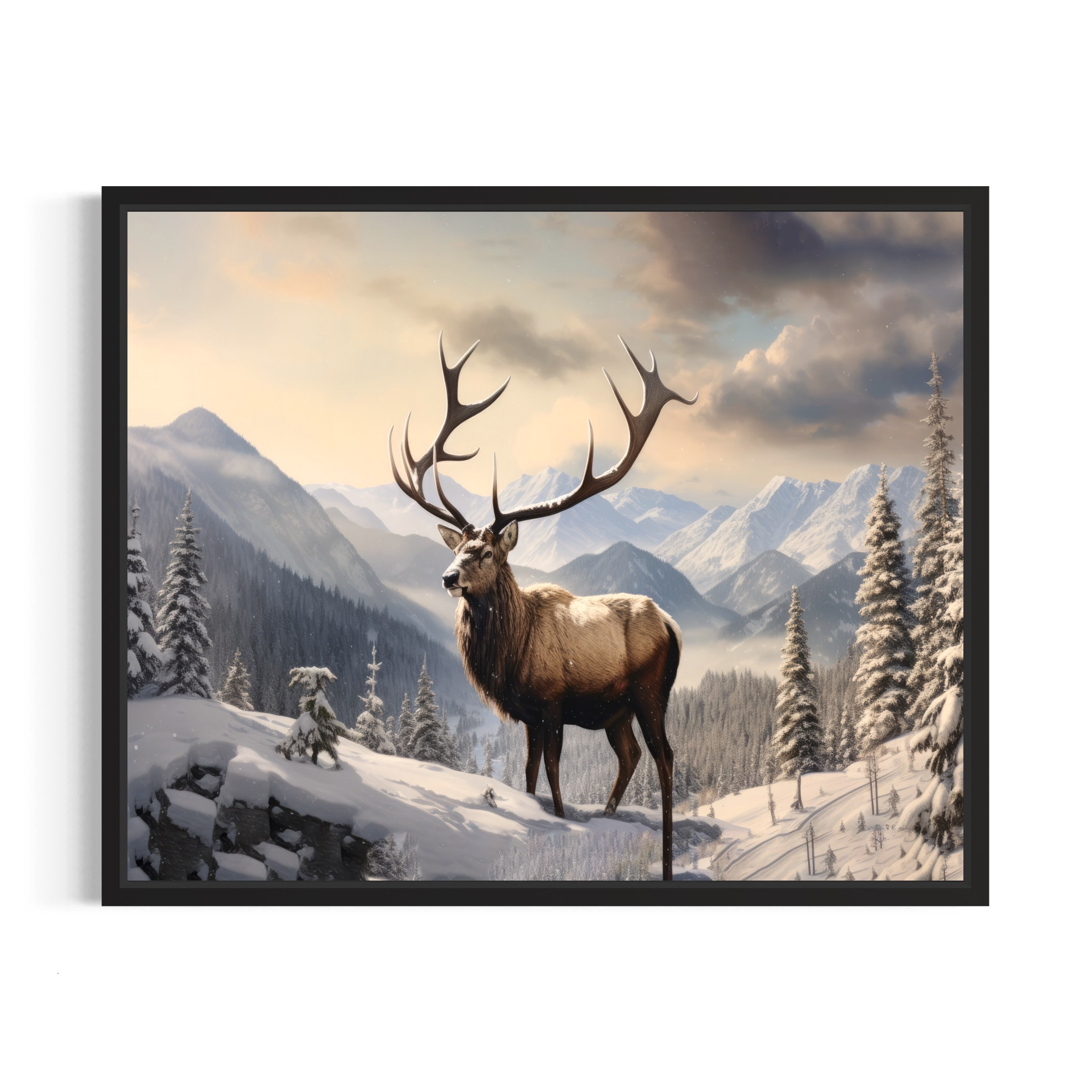 Onimhouse Poster Majestic Elk Poster Art Print, Winter Scenery Artwork ...