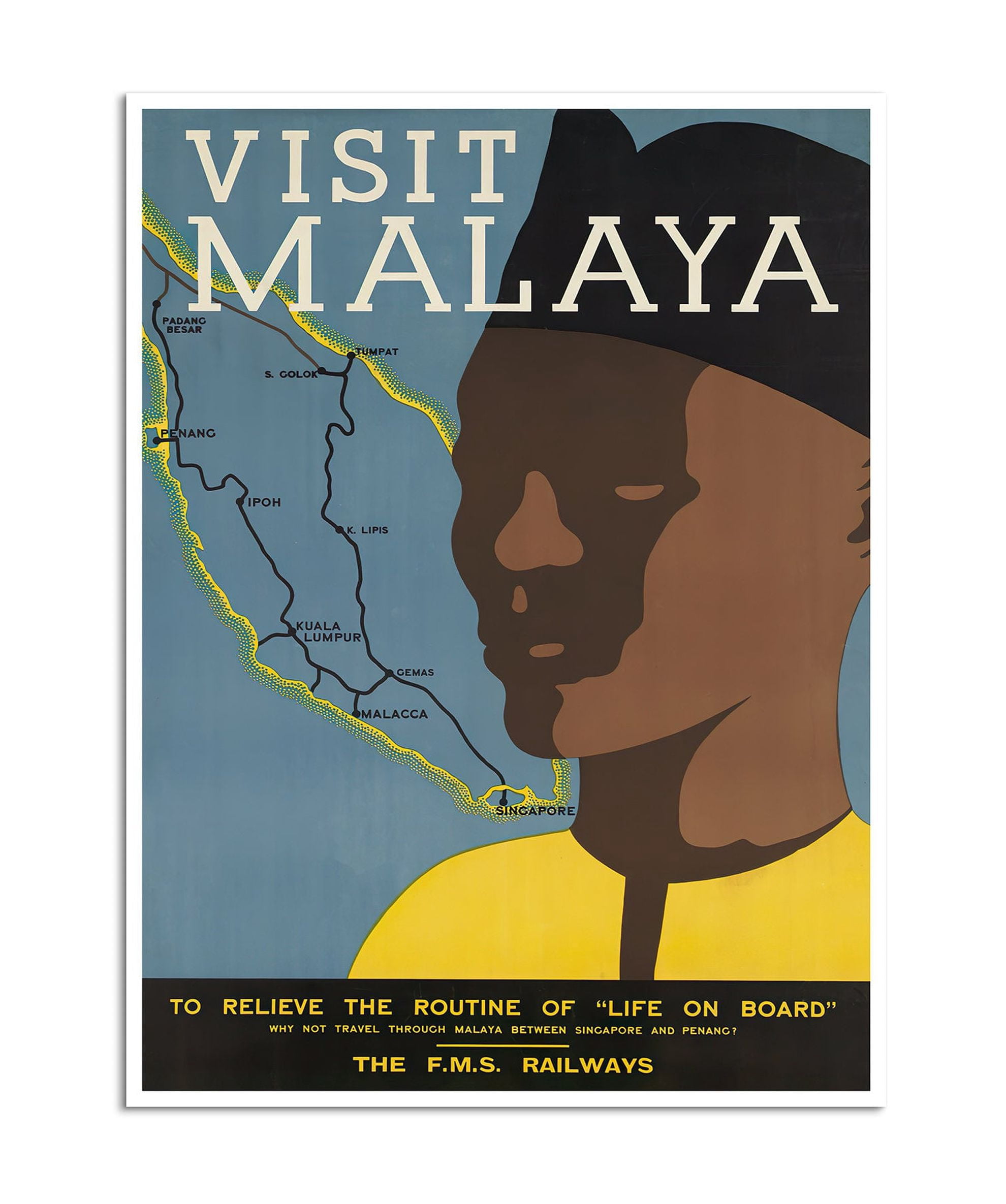Onimhouse Poster Malaysia Travel Poster Penang Print Malaya Art Malayan ...