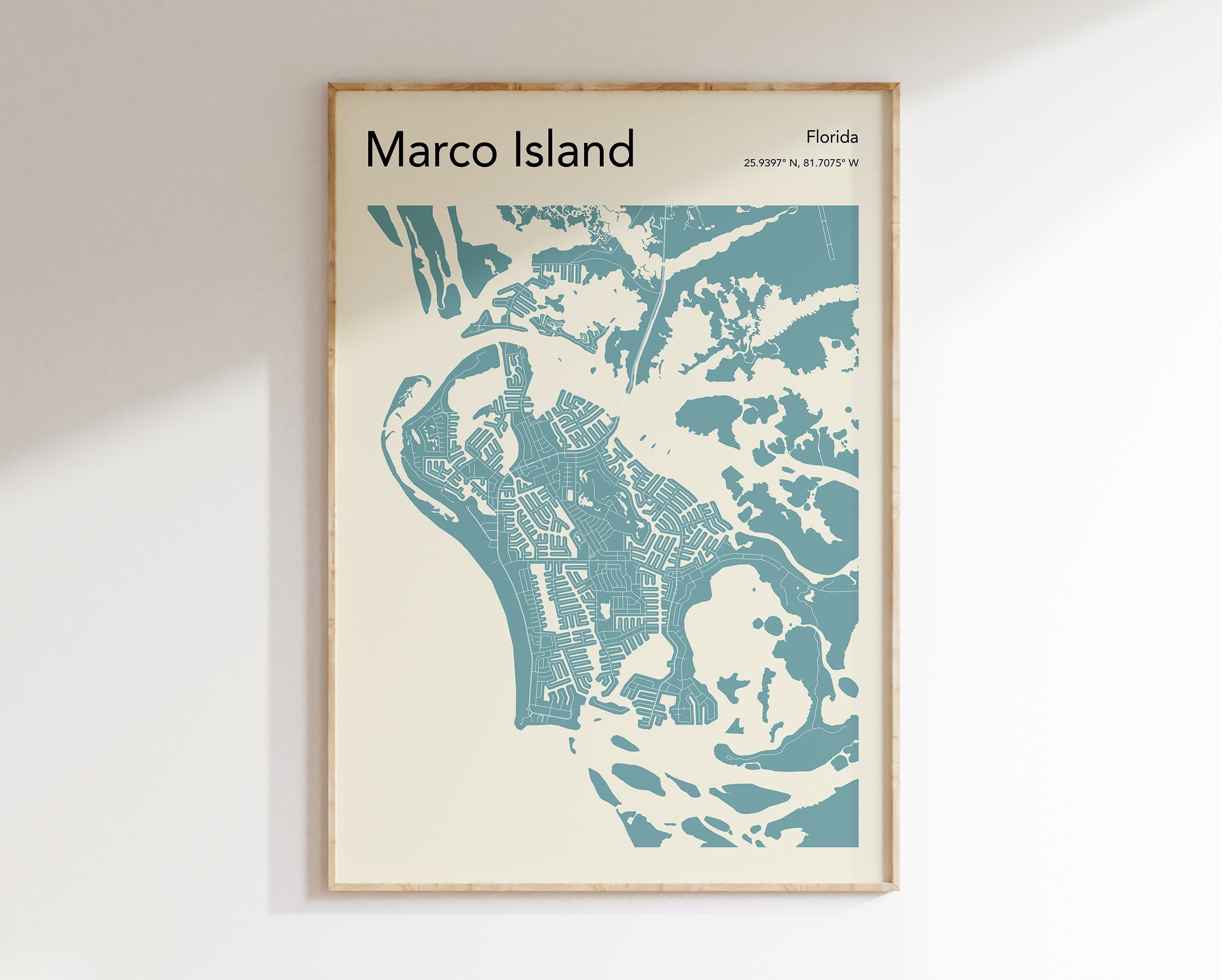 Onimhouse Poster Marco Island FL Map Print, Marco Island Map Poster ...