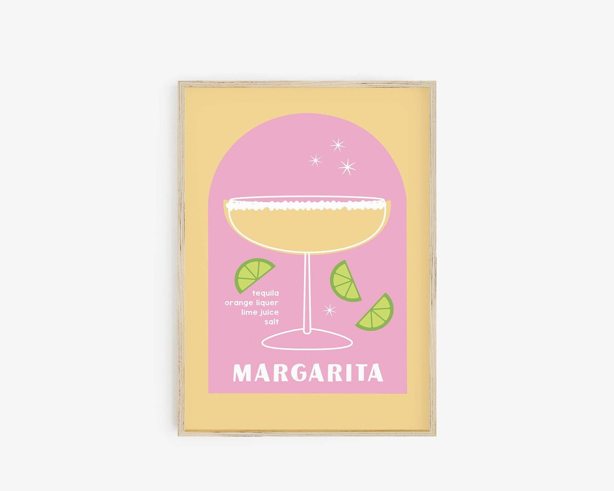 Onimhouse Poster Margarita Cocktail Print, Retro Cocktail Wall Art ...