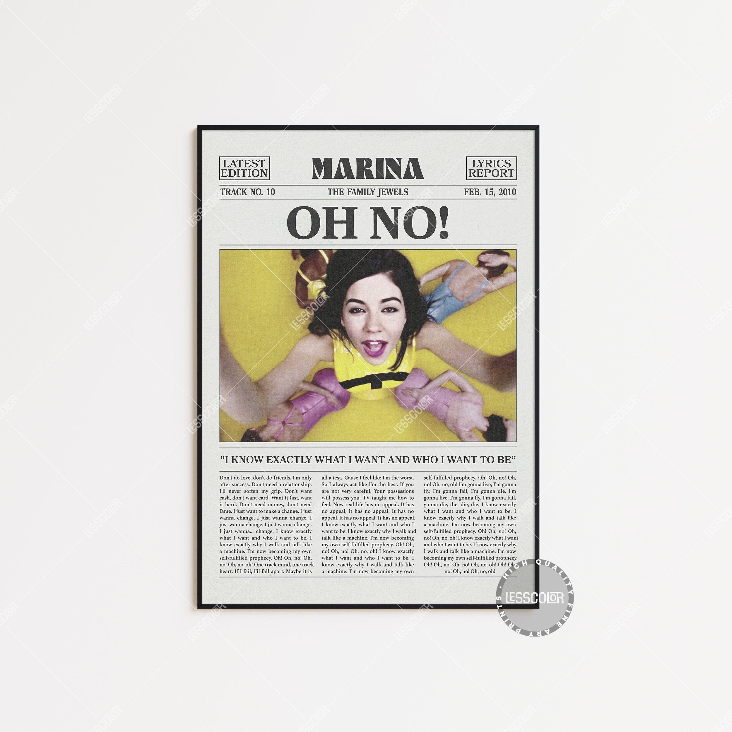 Onimhouse Poster Marina Retro Newspaper Print, Oh No! Poster, Oh No ...