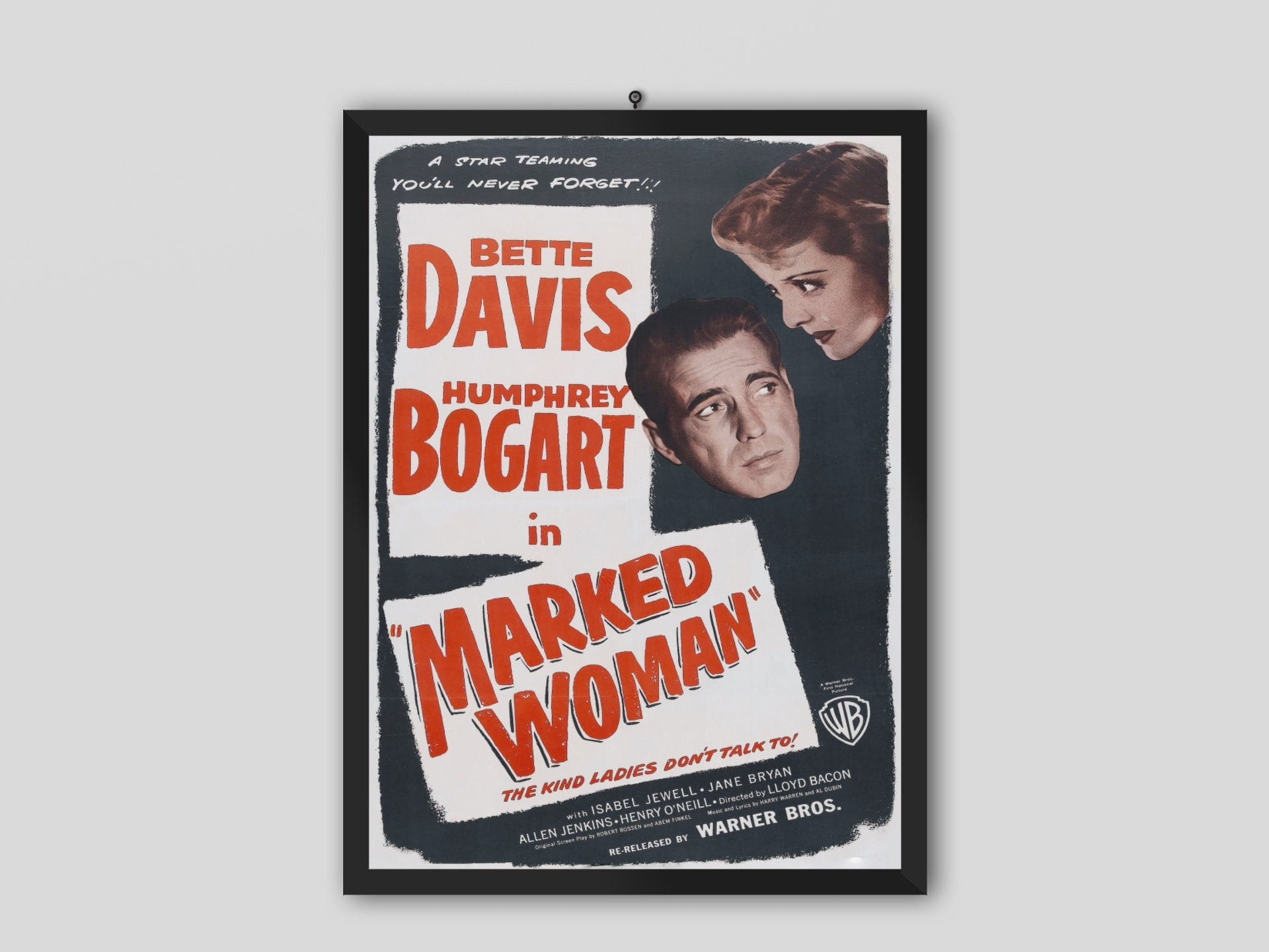 Onimhouse Poster Marked Woman 1937 Movie Poster. Lloyd Bacon and Michael Curtiz Movie. Bette ...