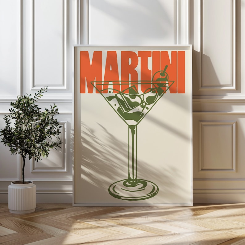 Onimhouse Poster Martini Print Wall Art, Retro Martini Print, Vintage ...