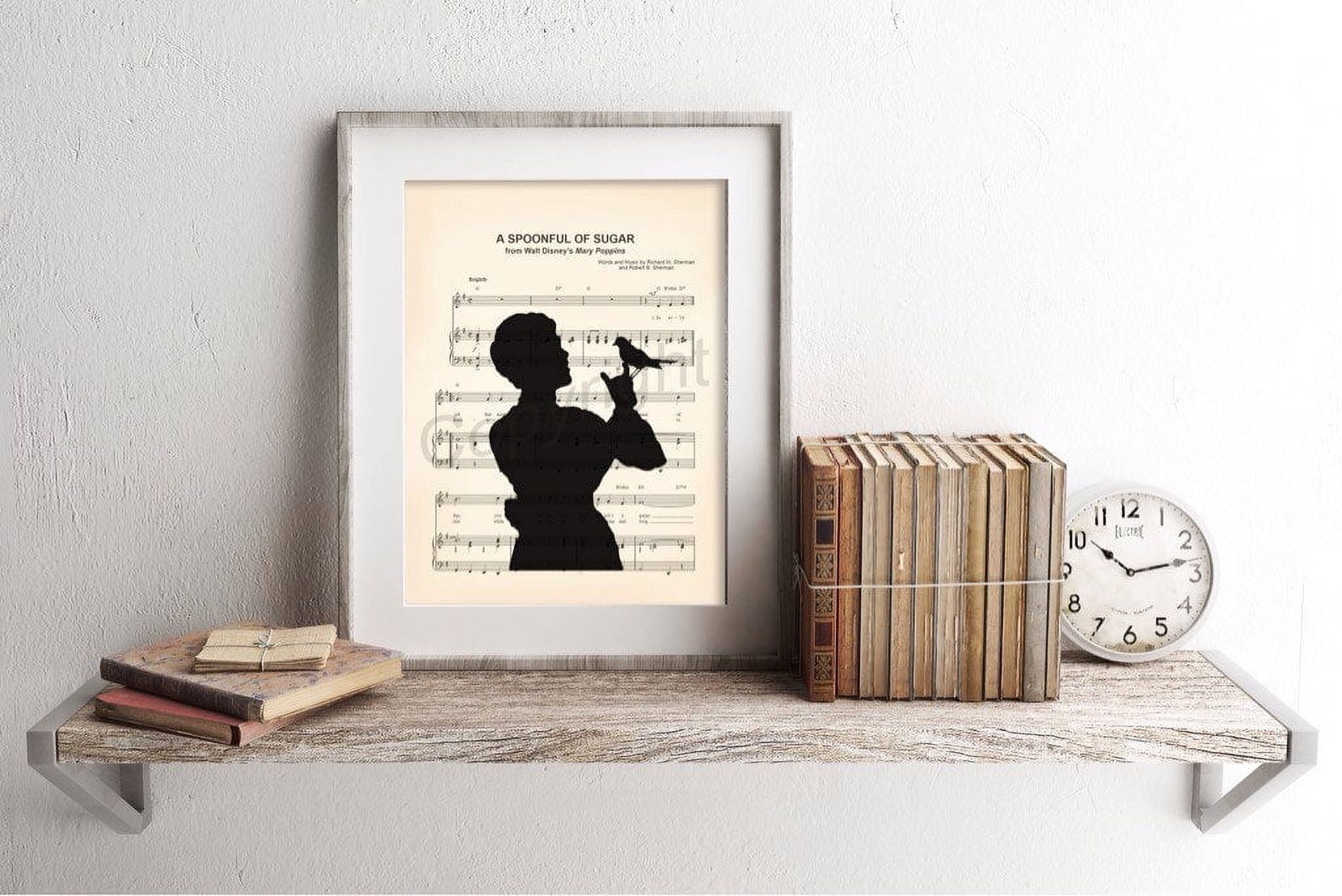 Onimhouse Poster Mary Poppins and Bird Silhouette Spoonful of Sugar ...
