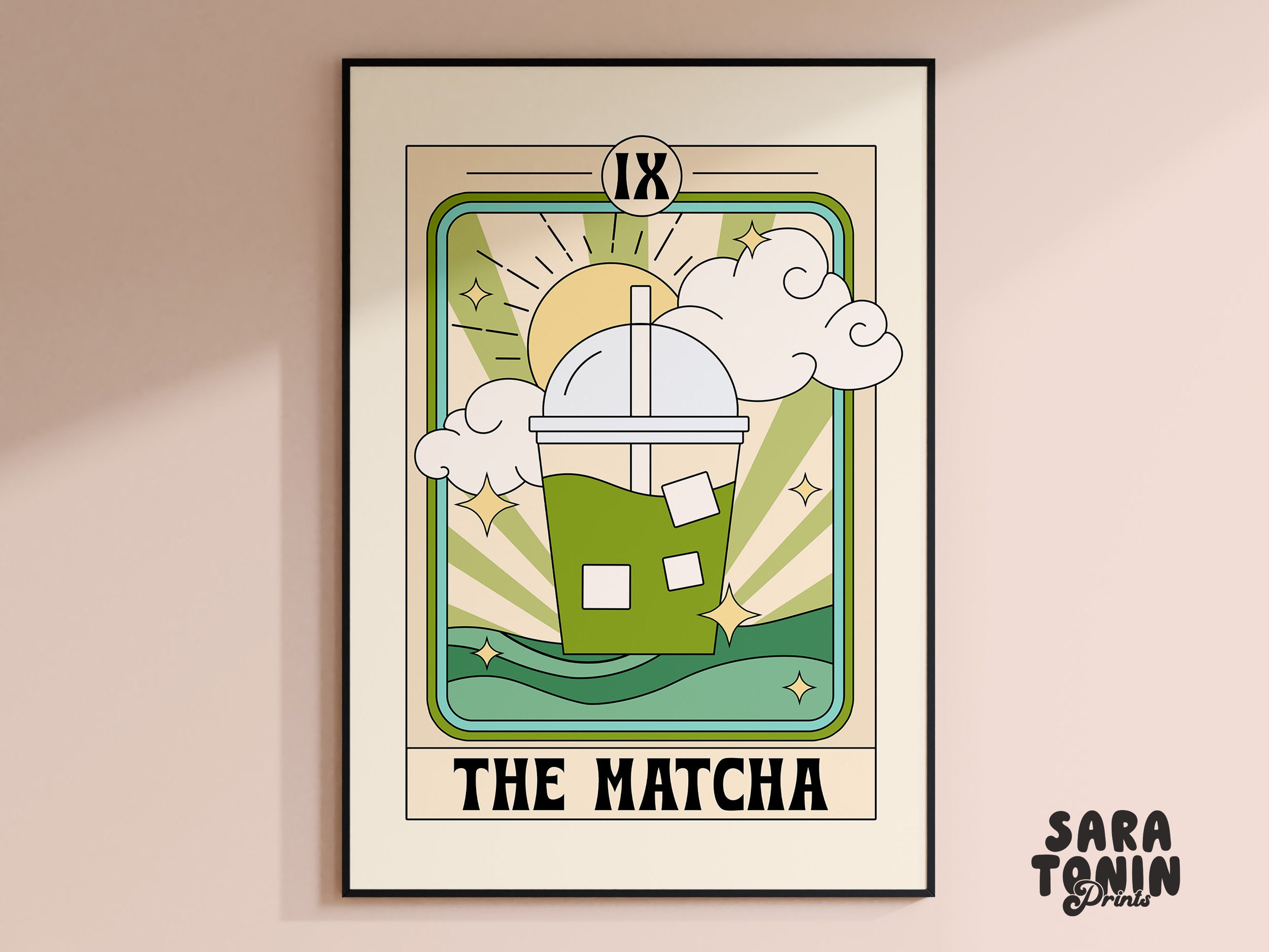Onimhouse Poster Matcha Tarot Card Print, Retro Poster- UNFRAMED - Walmart.com