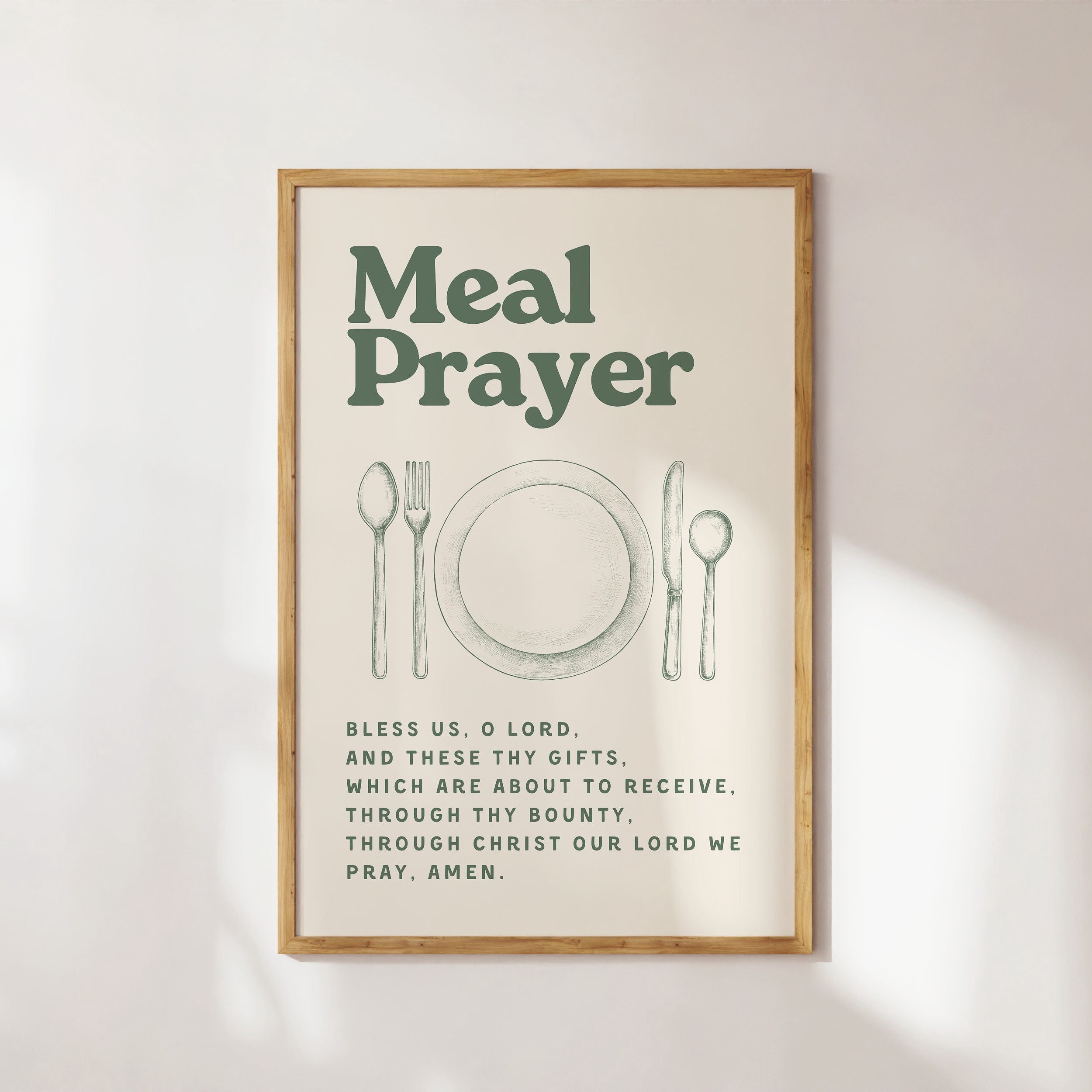 Onimhouse Poster Meal Prayer Retro Christian Wall Art, Minimalist ...