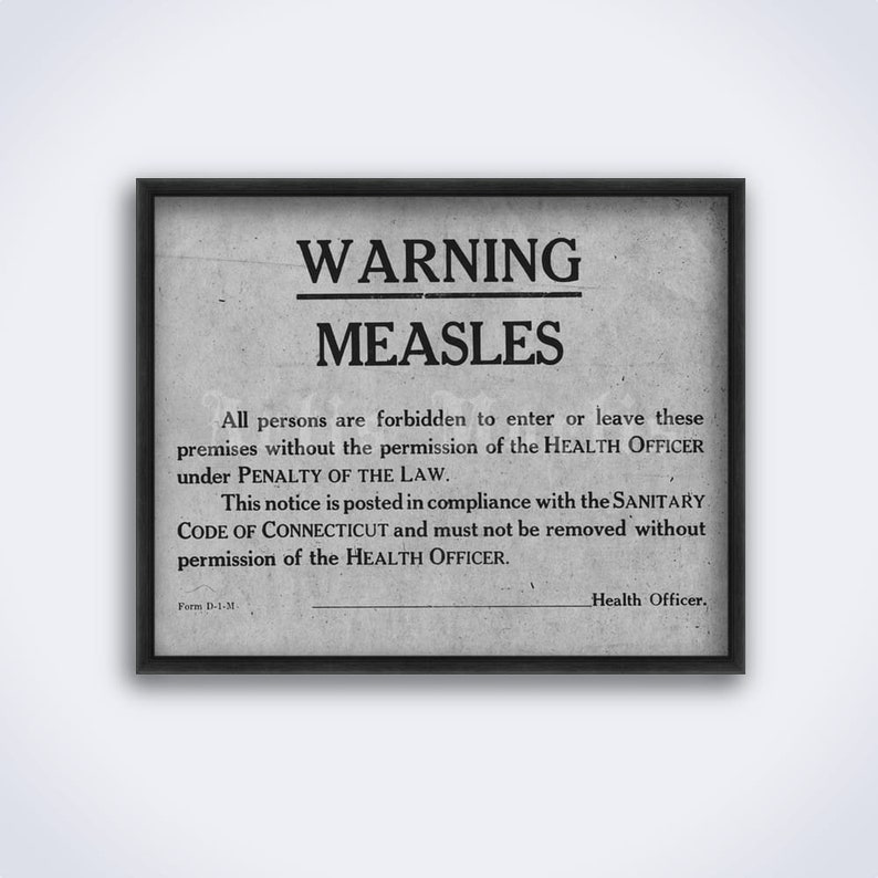 Onimhouse Poster Measles Warning - vintage medical broadside, medicine ...