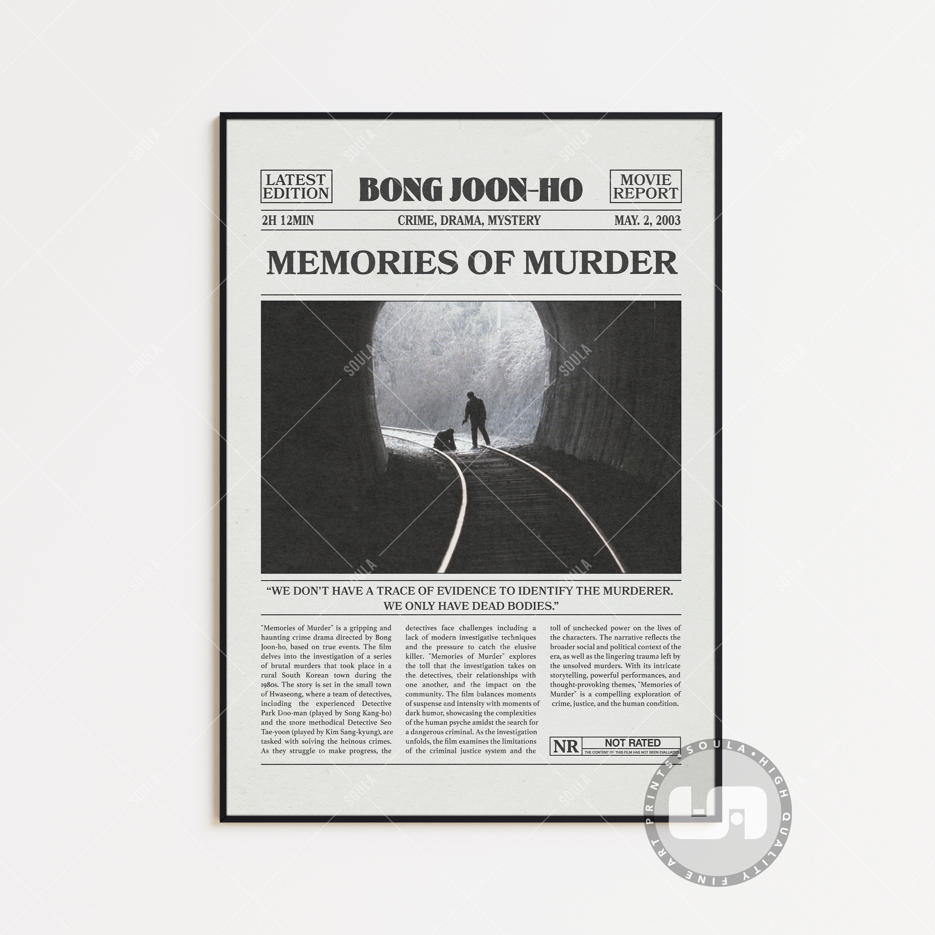 Onimhouse Poster Memories of Murder, Bong Joon Ho, Retro Newspaper ...