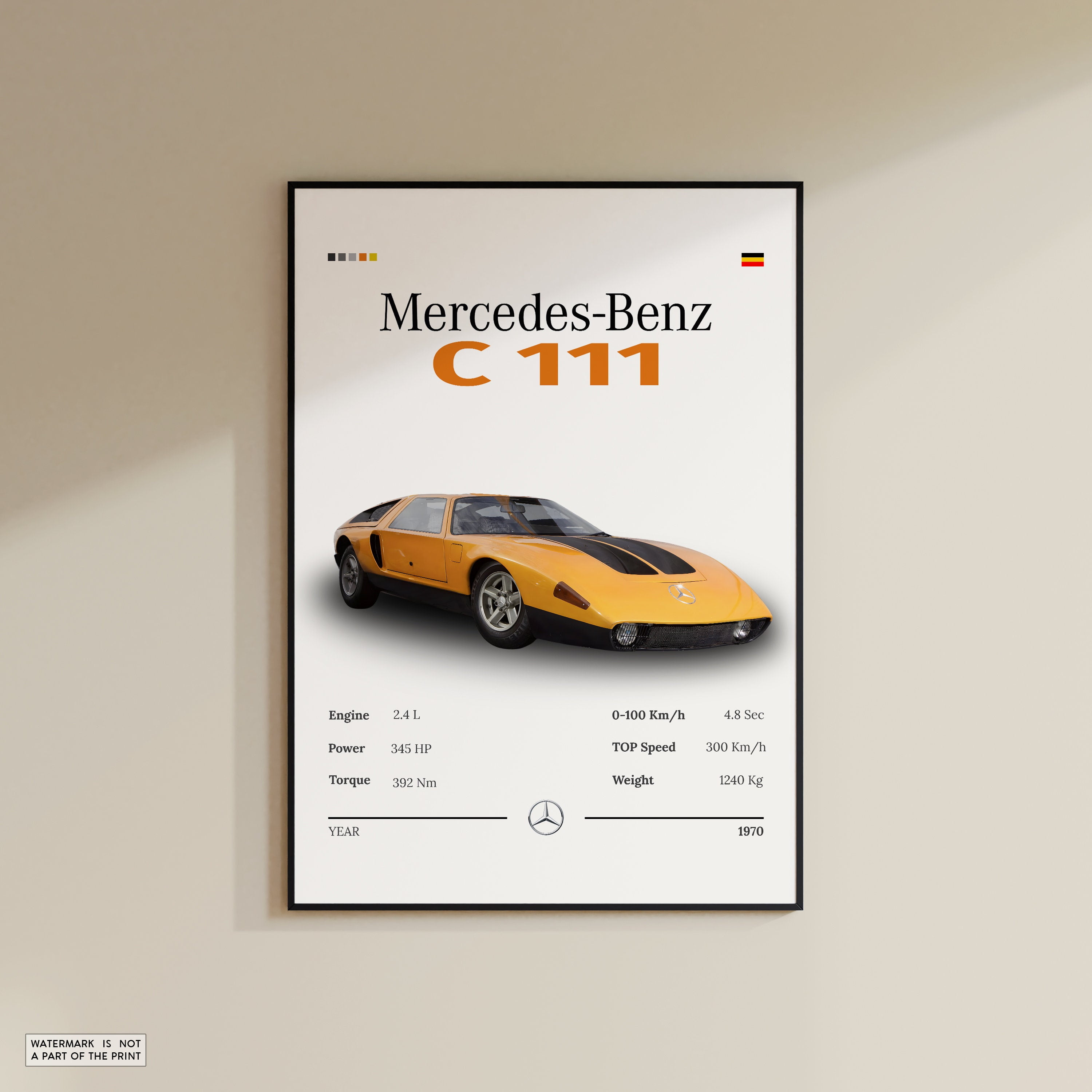 Onimhouse Poster Mercedes-Benz C 111 Poster, German Car Poster, Car ...