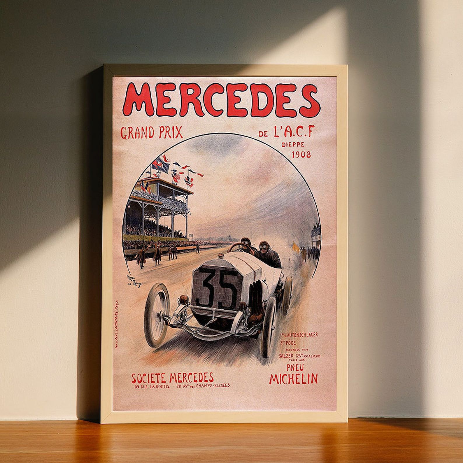 Onimhouse Poster Mercedes Benz Classic Race Car Retro Poster, Wall Art ...
