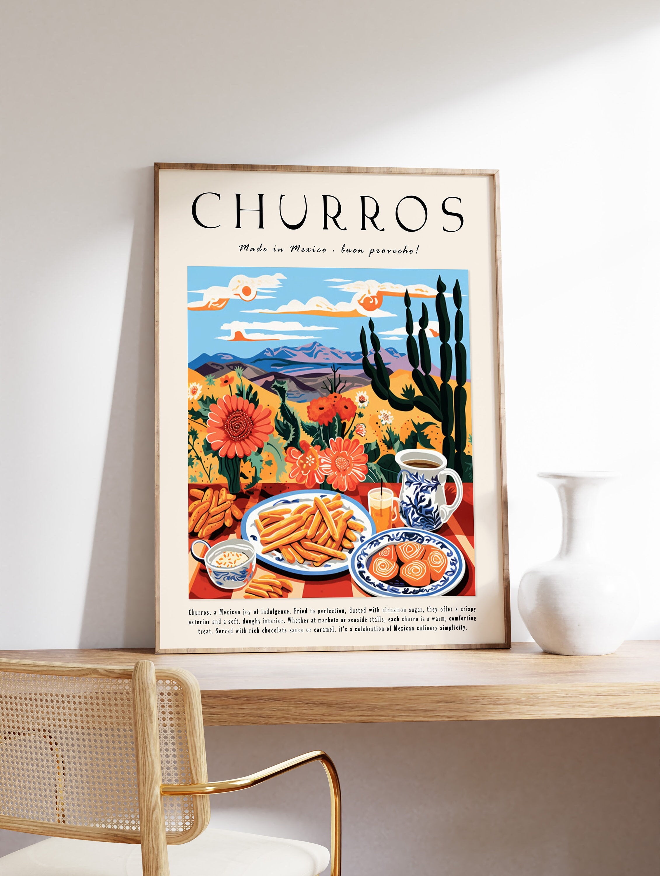Onimhouse Poster Mexican Food Print, Churros Dessert Poster, Latin Food ...