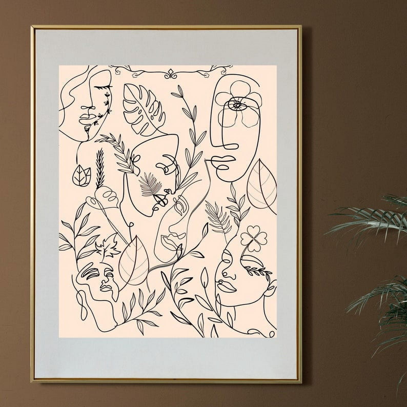 Onimhouse Poster Mid Century Wall Line Art, Woman Line Art, Abstract ...