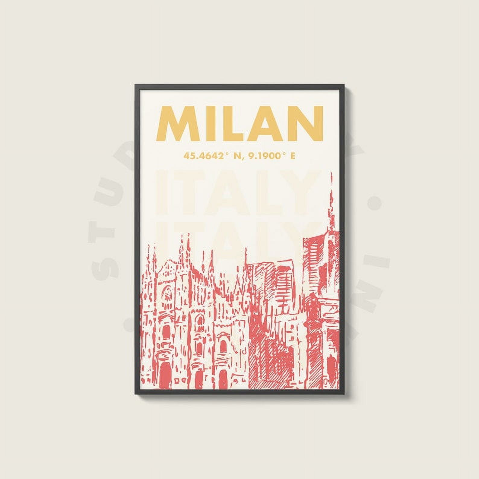 Onimhouse Poster Milan Poster - Italy - City Print, Drawing, Retro Wall ...