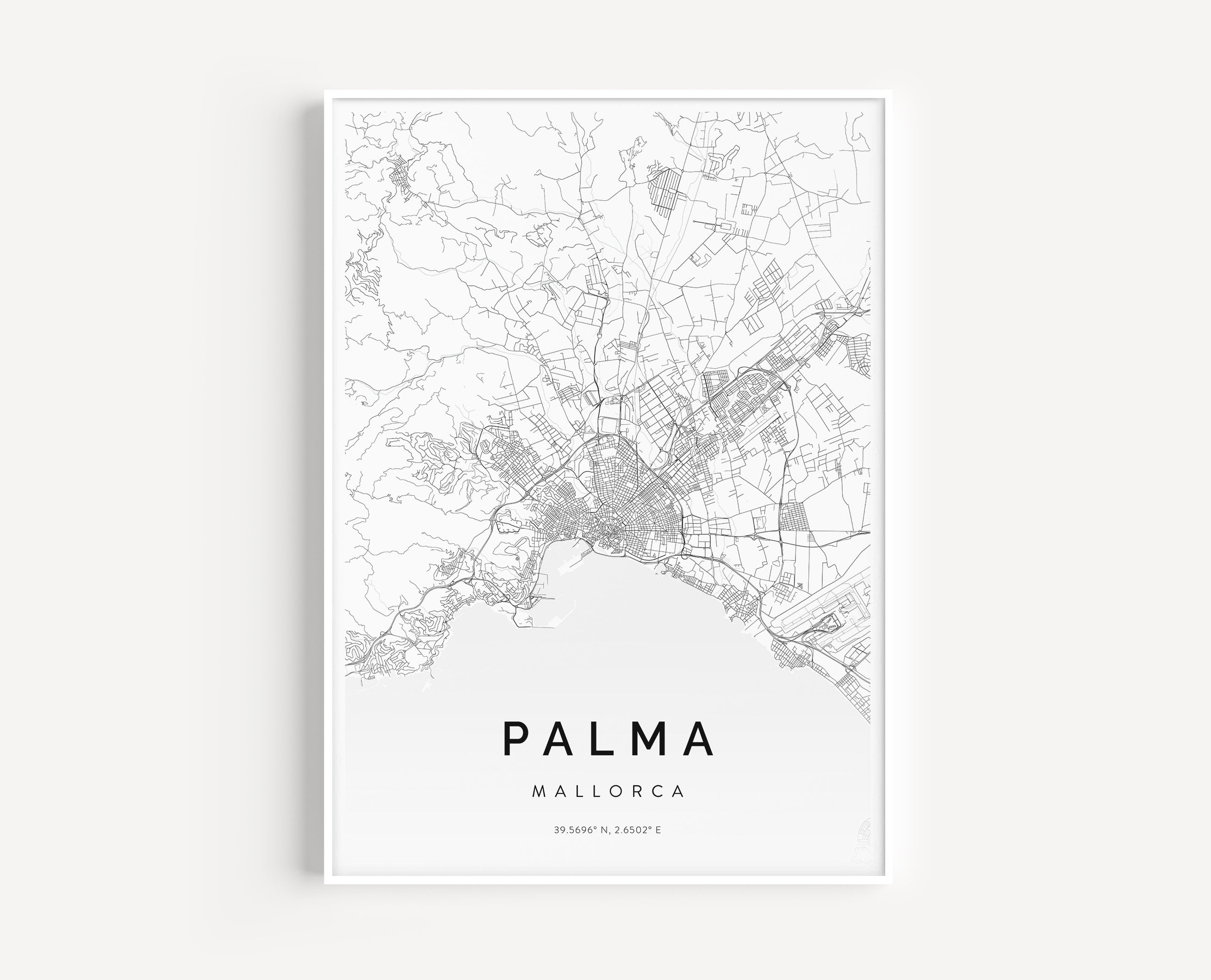Onimhouse Poster Minimal Palma Mallorca Map Print, Palma City Map ...