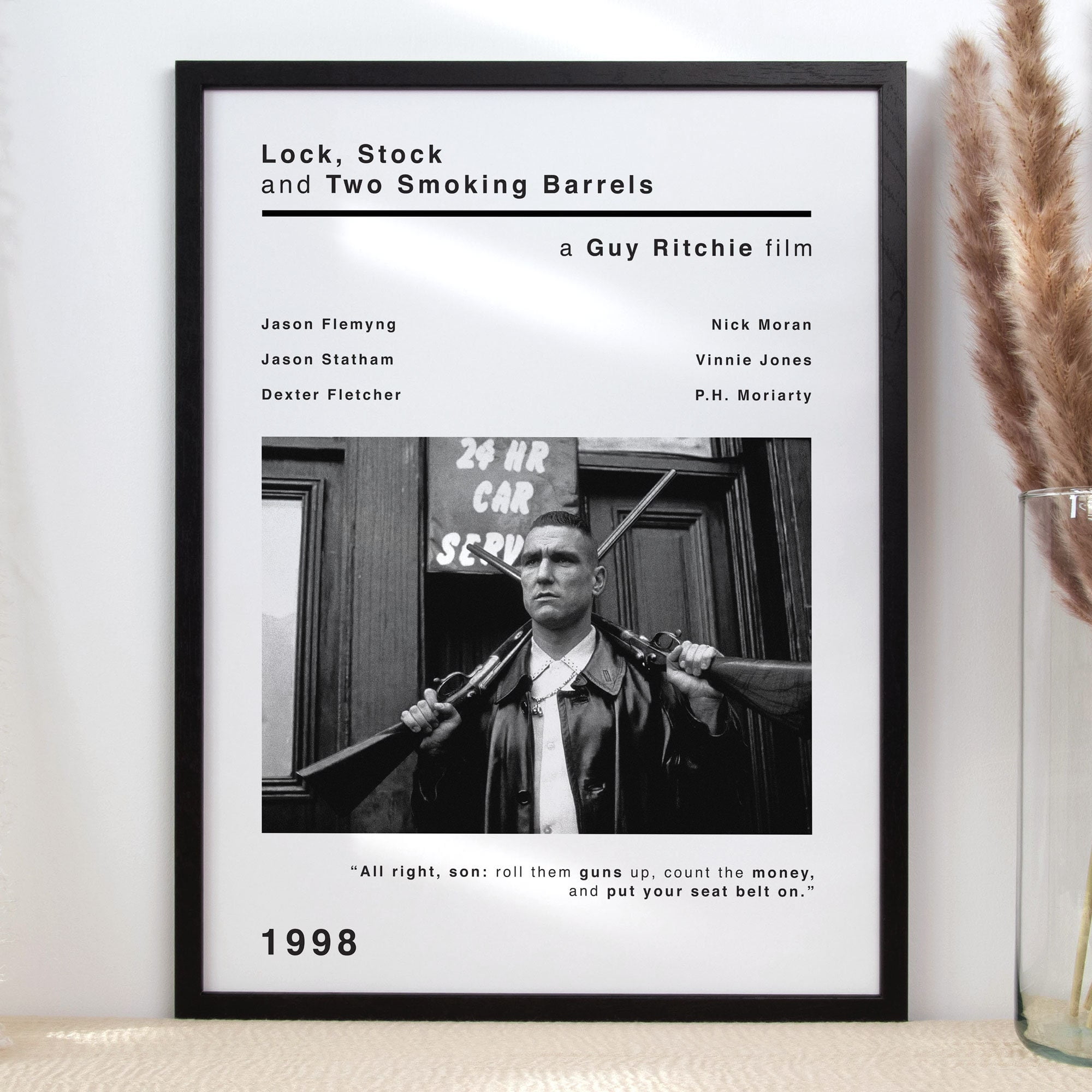 Onimhouse Poster Minimalist Lock, Stock And Two Smoking Barrels Movie ...