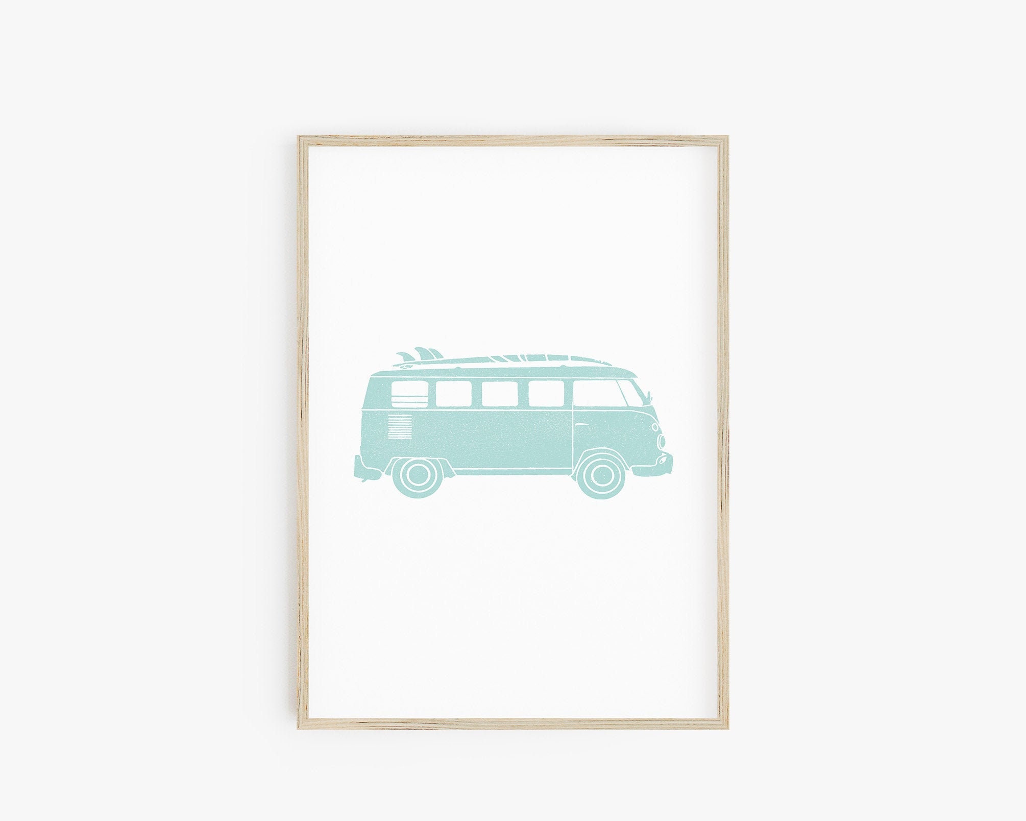 Onimhouse Poster Mint Green Surf Van Print, Abstract Surf Wall Art ...