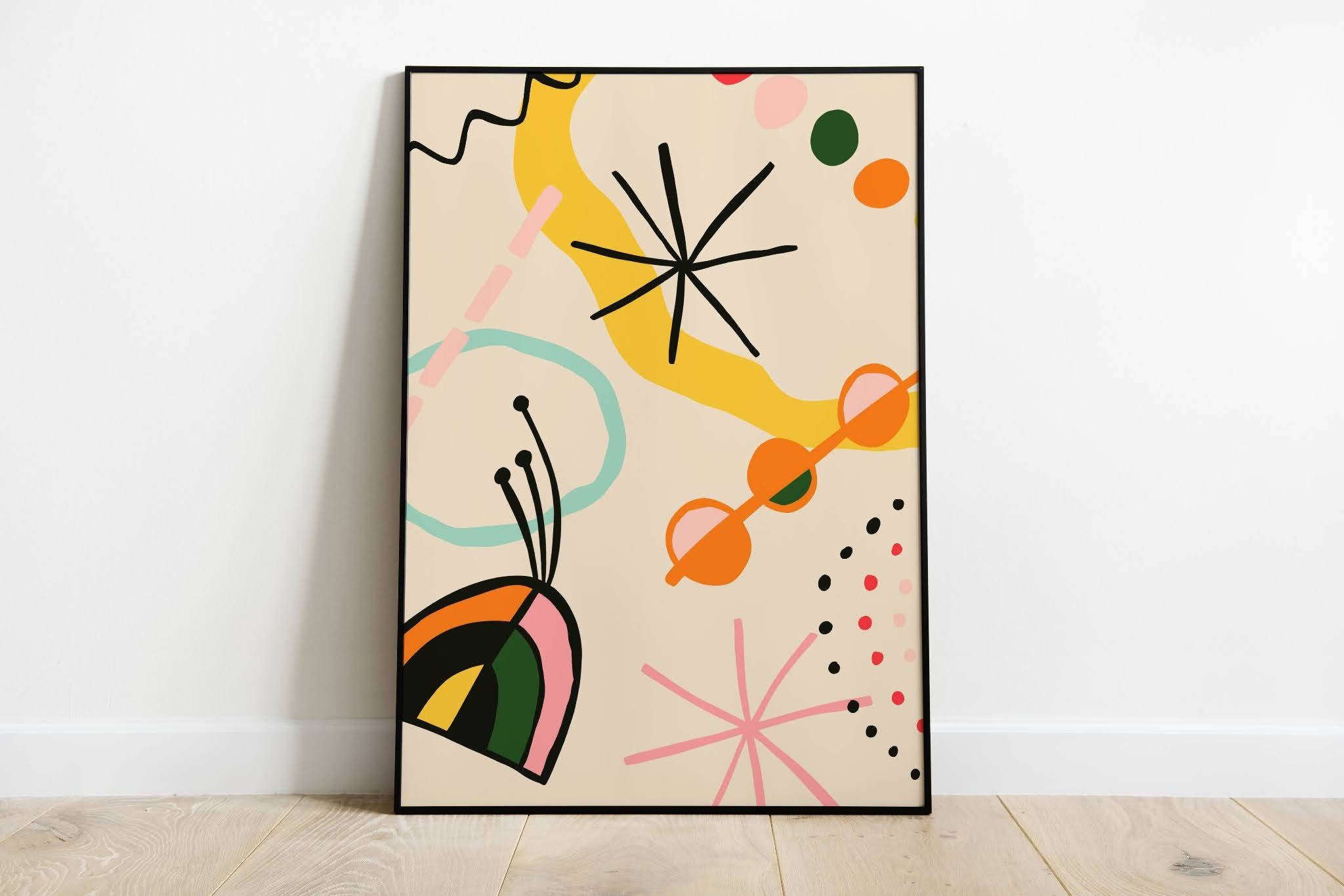 Onimhouse Poster Miro Pattern Wall Art Print | Abstract Wall Art ...