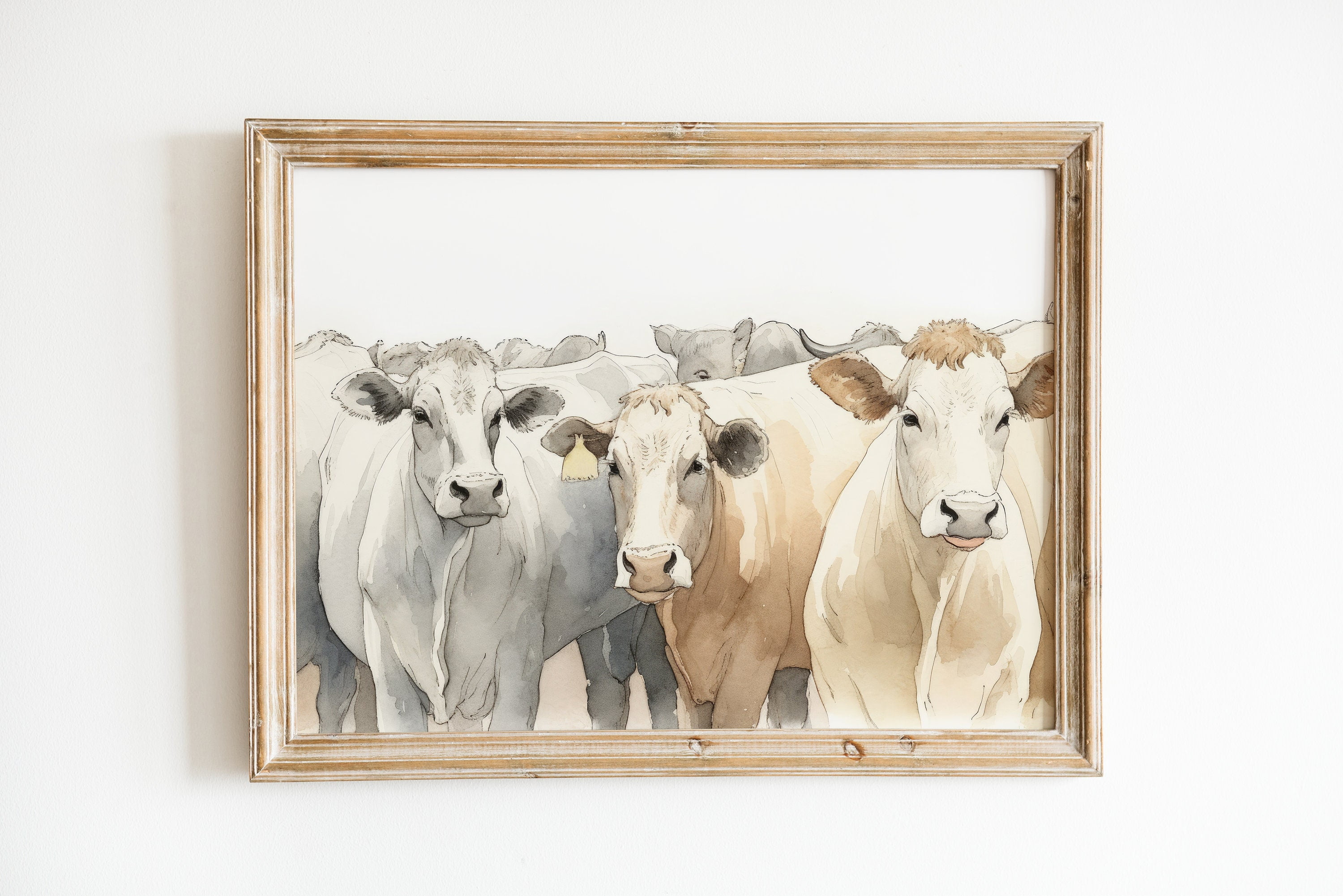 Onimhouse Poster Modern Farmhouse Print | Watercolor Cow | Pale Nursery ...