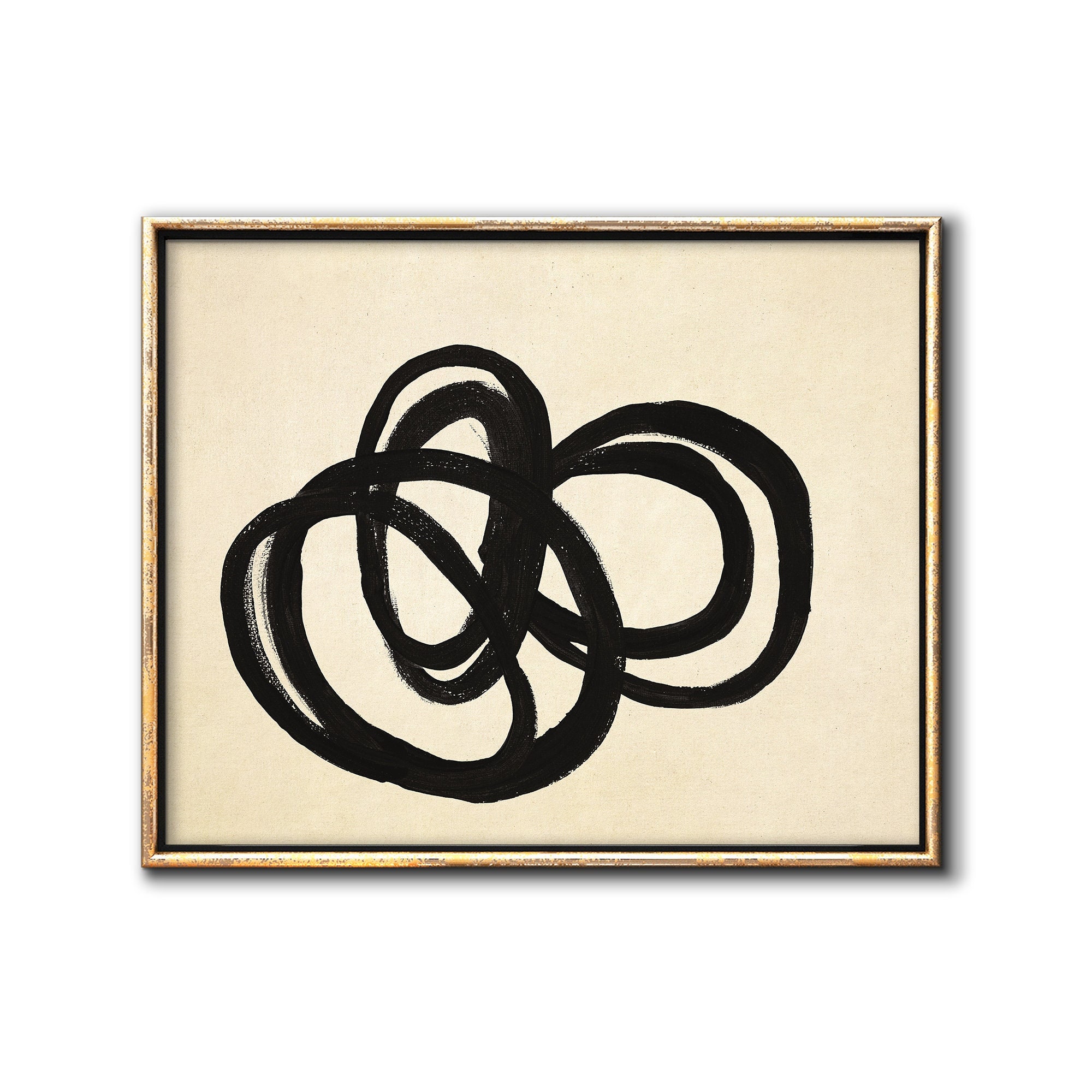 Onimhouse Poster Modern Loops painting , Black and cream minimalist ...