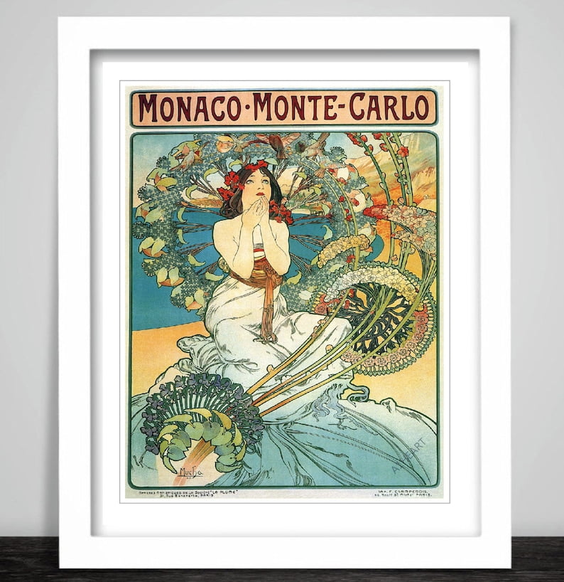 Onimhouse Poster Monaco Advert by Mucha Artist. South of France in ...