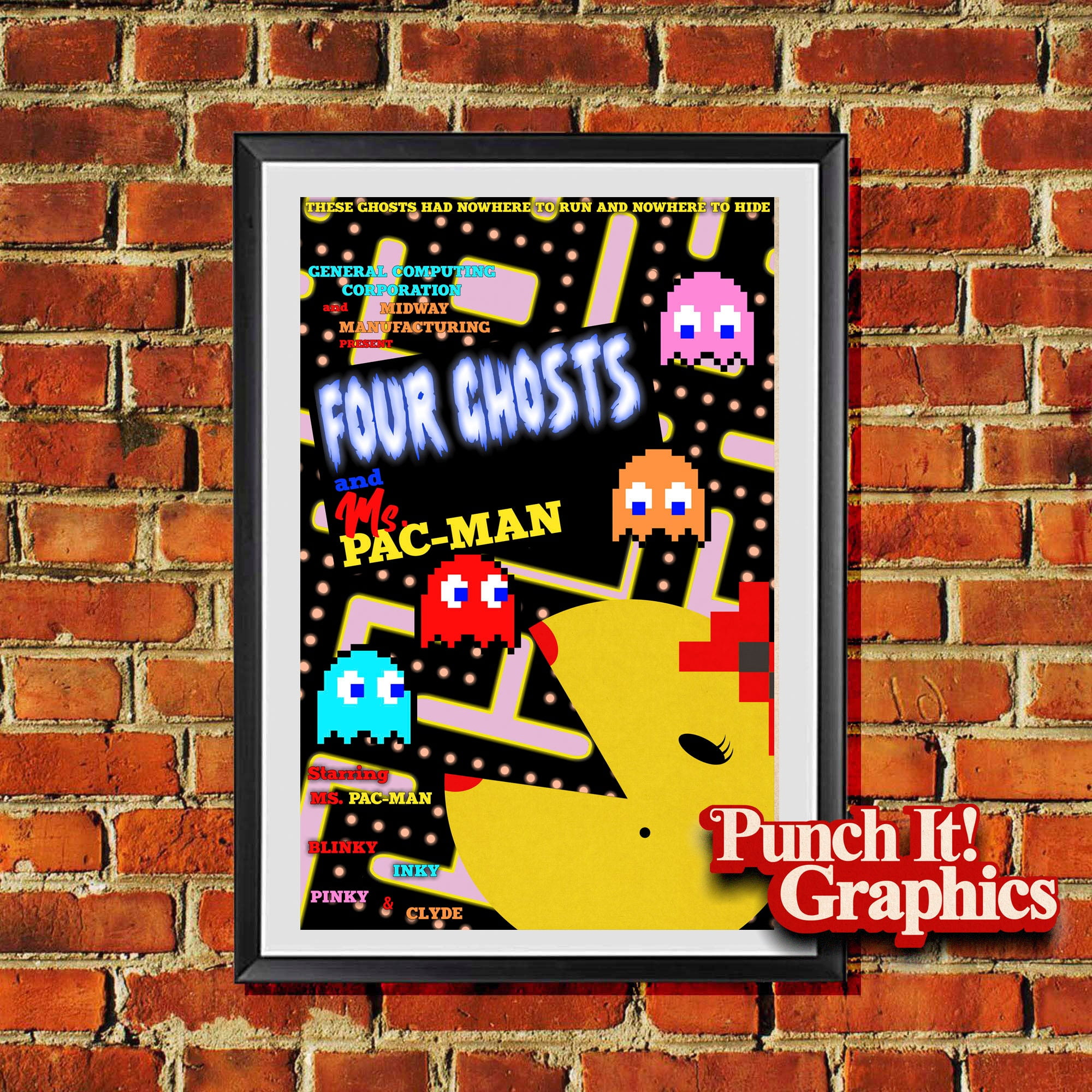 Onimhouse Poster Ms. Pac-Man Classic Video Game Inspired Artwork Movie ...