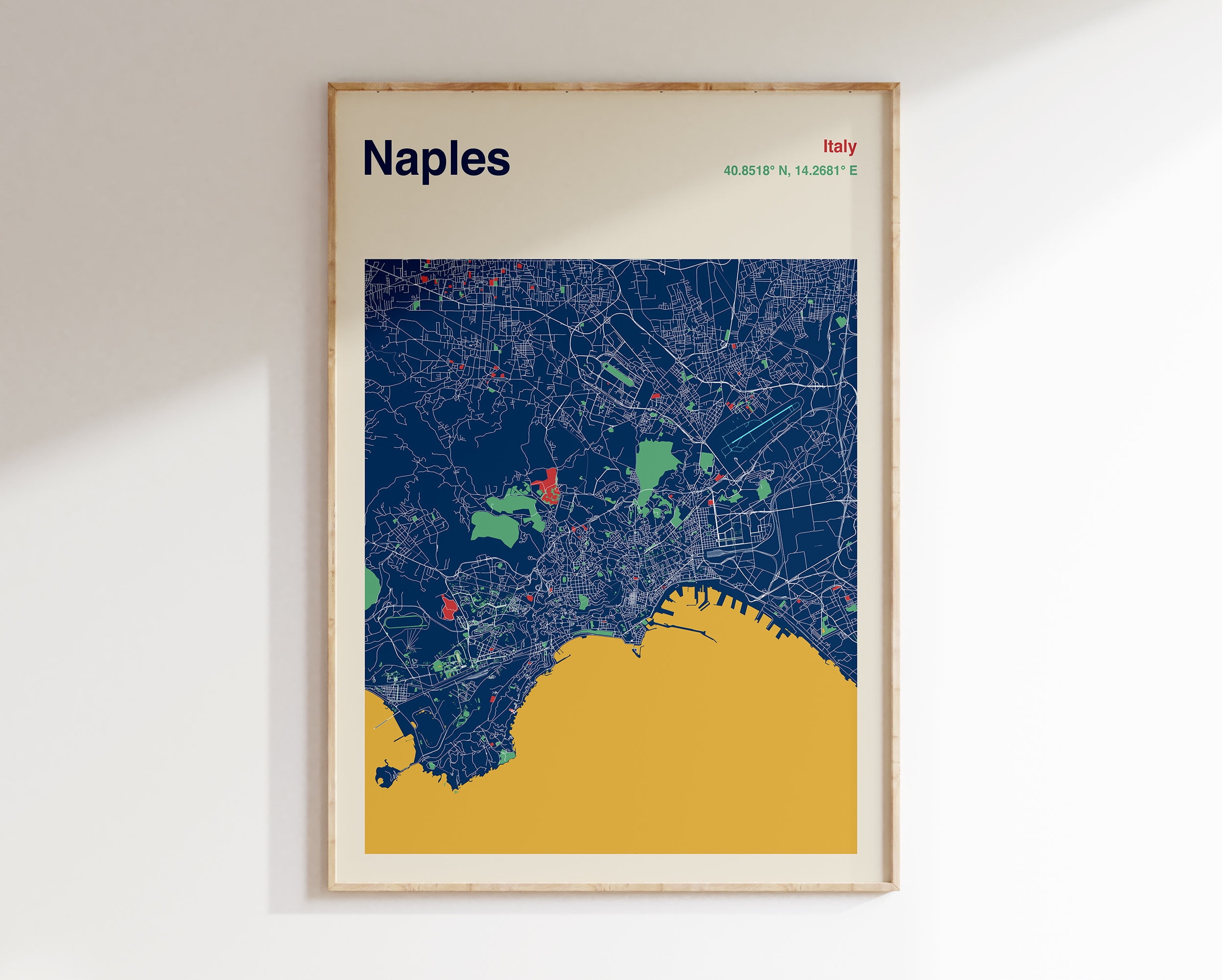 Onimhouse Poster Naples Italy Map Print, Naples Map Poster, Naples Map ...
