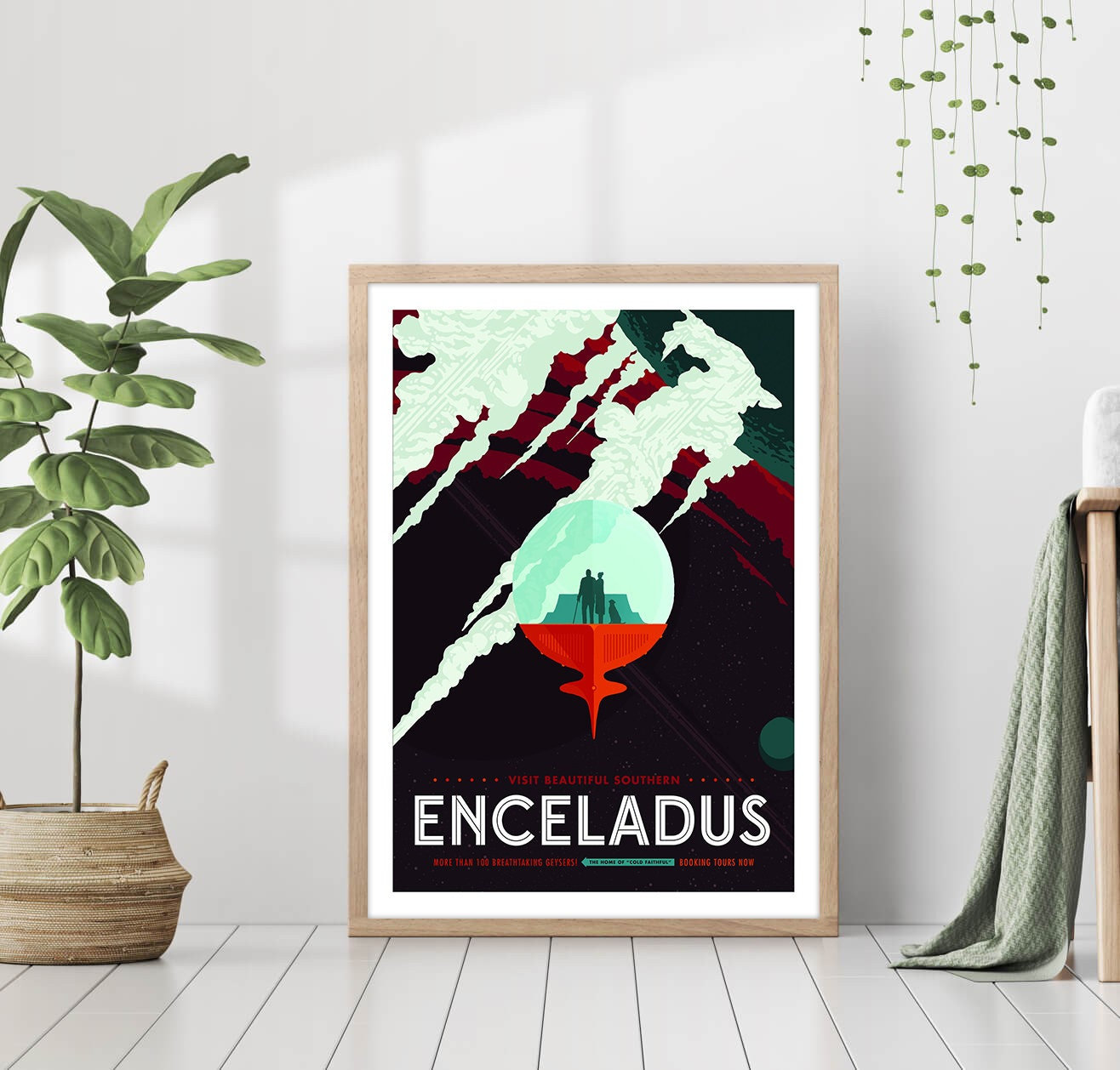 Onimhouse Poster Nasa Enceladus Exoplanet Poster Retro Vintage Art ...