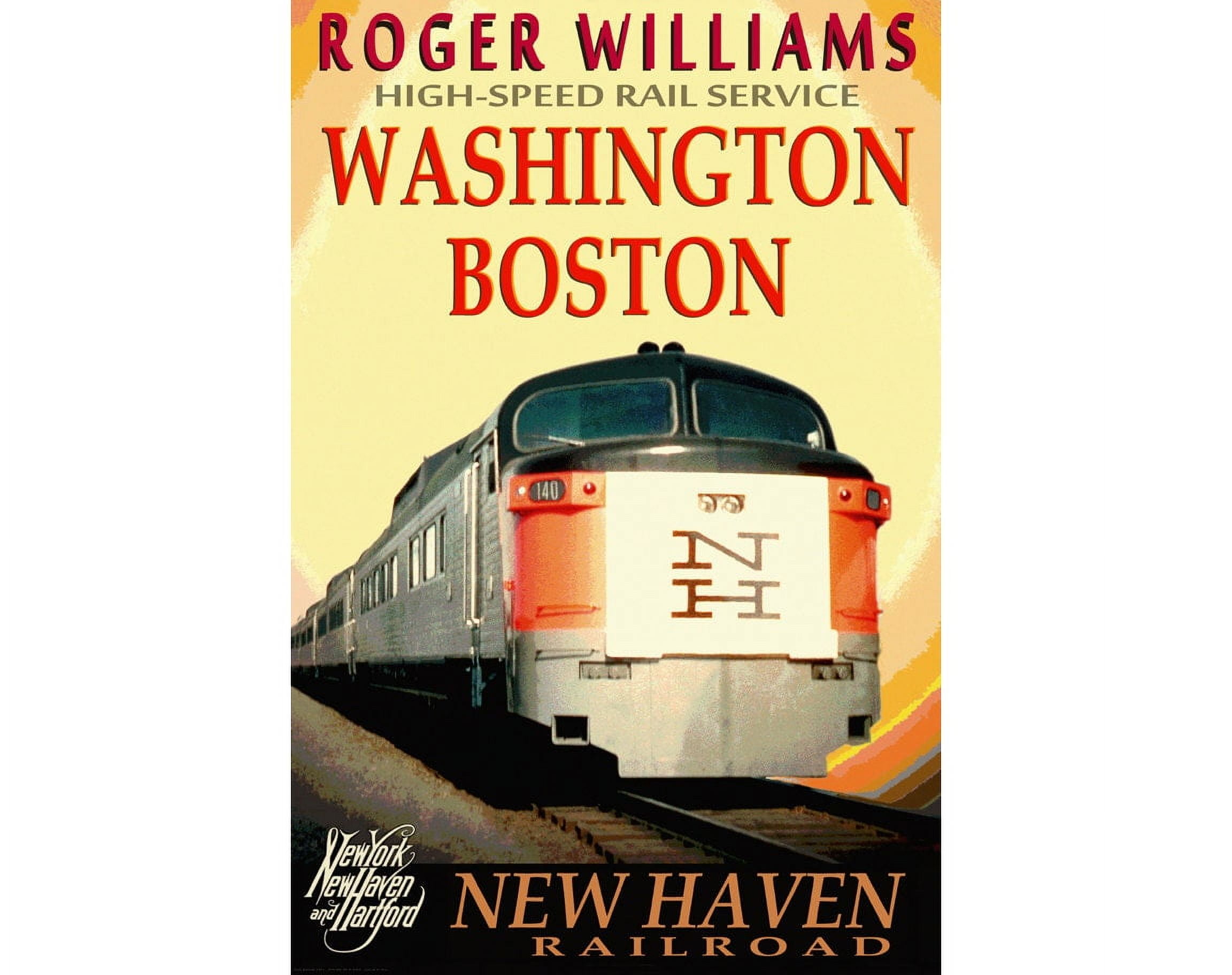 Onimhouse Poster New Haven Railroad Roger Williams High Speed Train Poster New Retro Washington ...
