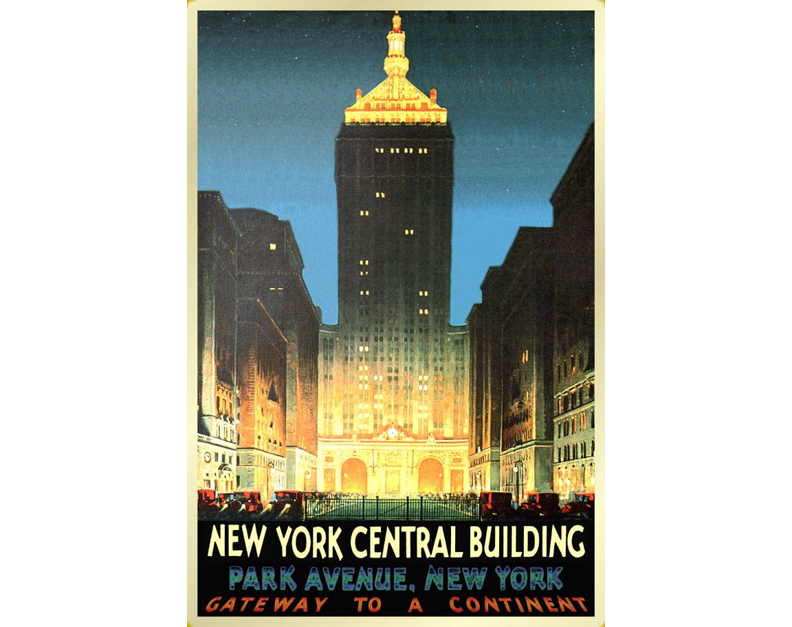 Onimhouse Poster New York Central Building -New Retro Travel Park ...