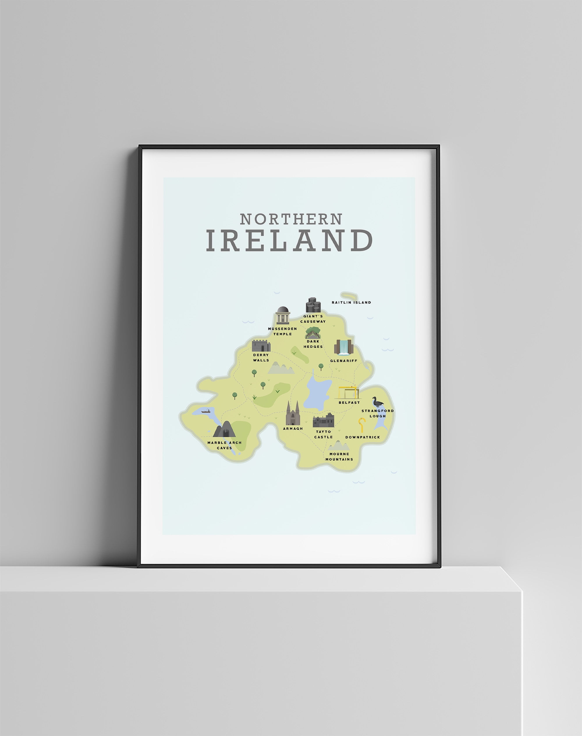Onimhouse Poster Northern Ireland Map, Belfast Poster, Ni Print, Giants ...