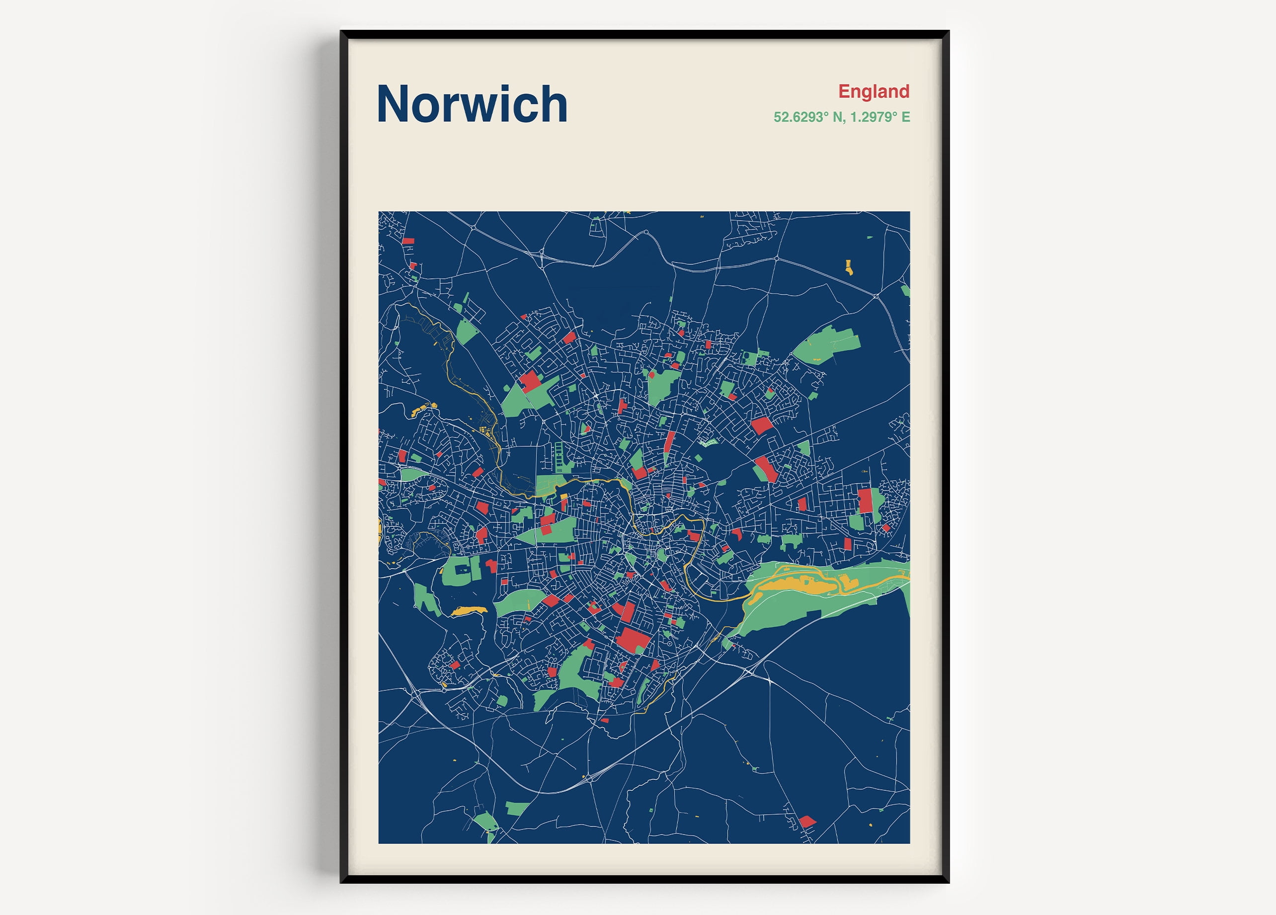 Onimhouse Poster Norwich Map Print, Map Of Norwich Uk, Norwich City Map ...