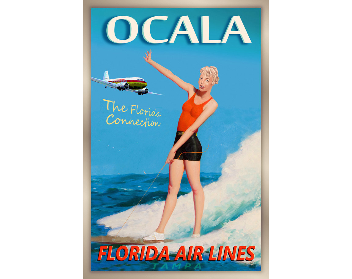 Onimhouse Poster Ocala Florida Airlines Dc-3 Plane Poster -3 Sizes Up ...