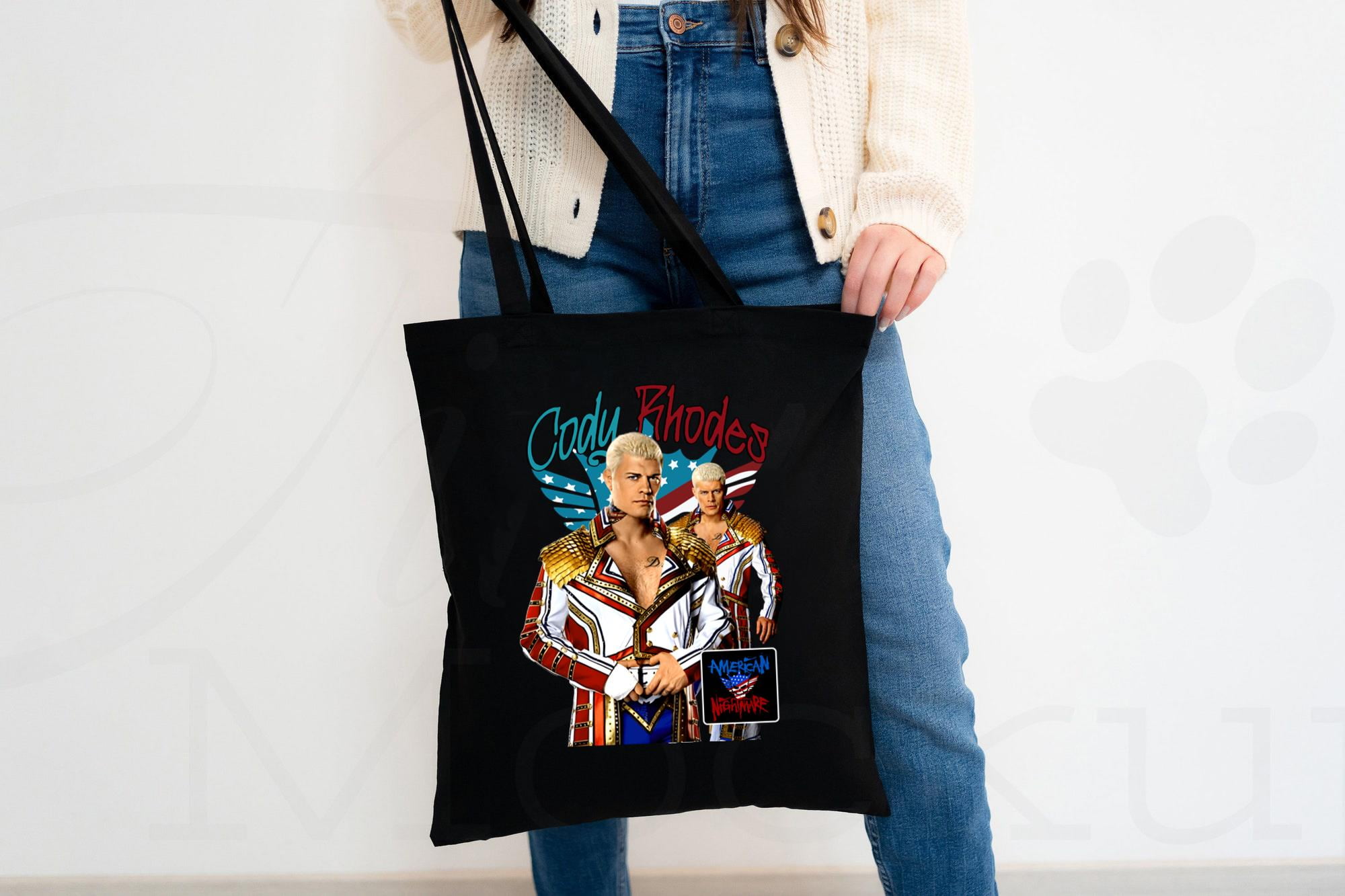 Onimhouse Tote Bag Cody Rhodes Wrestling Black Wwe Bag, Canvas Tote Bag ...