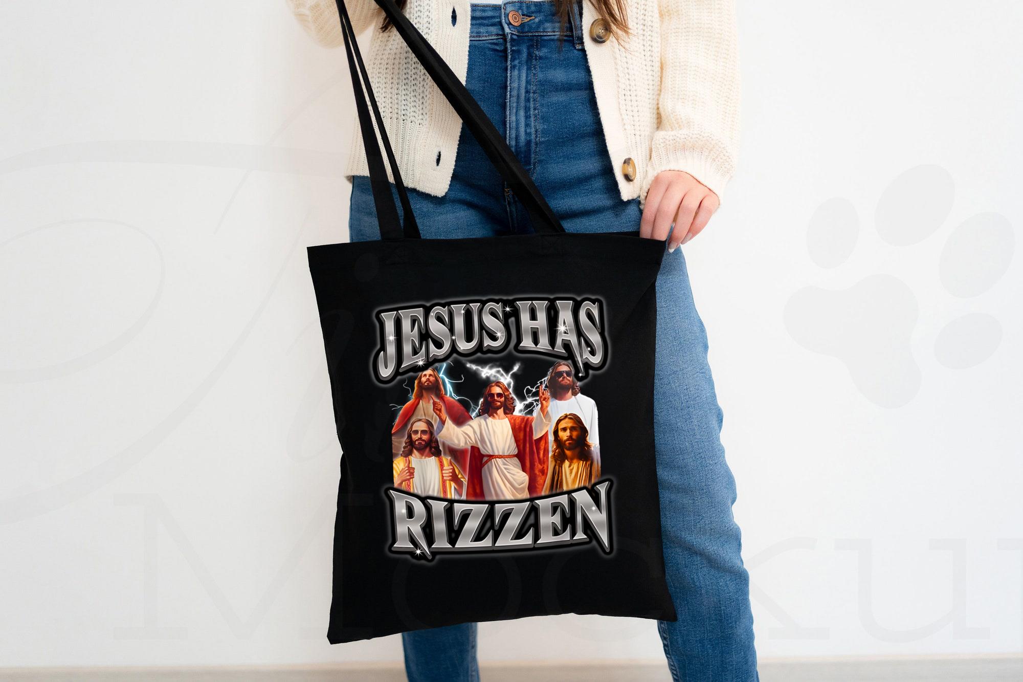 Onimhouse Tote Bag Jesus Has Rizzen He Is Rizzin' Christian Bag, Canvas ...