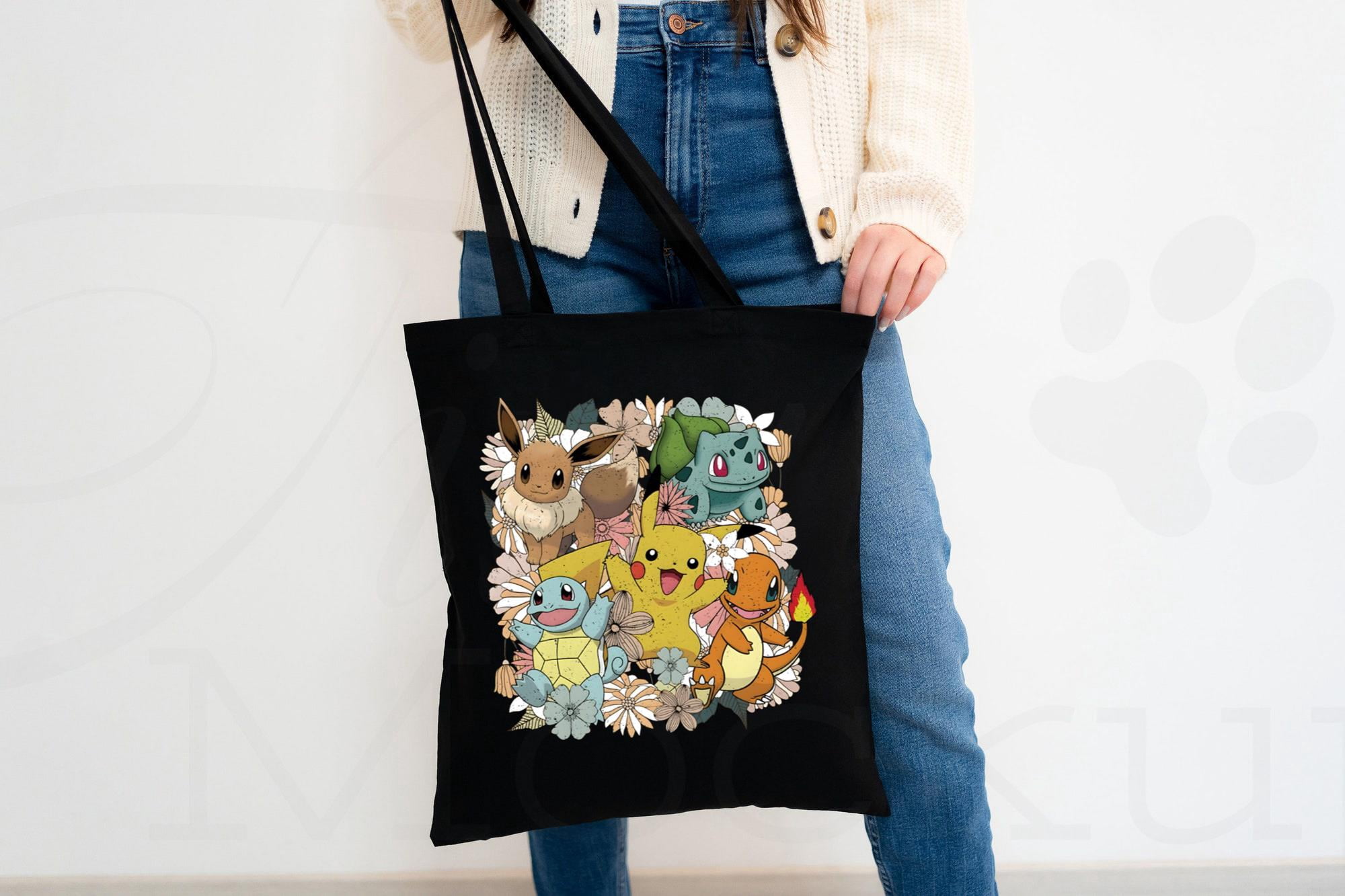 Onimhouse Tote Bag Pkm Characters Flower Vintage Cartoon Anime Pikachu ...