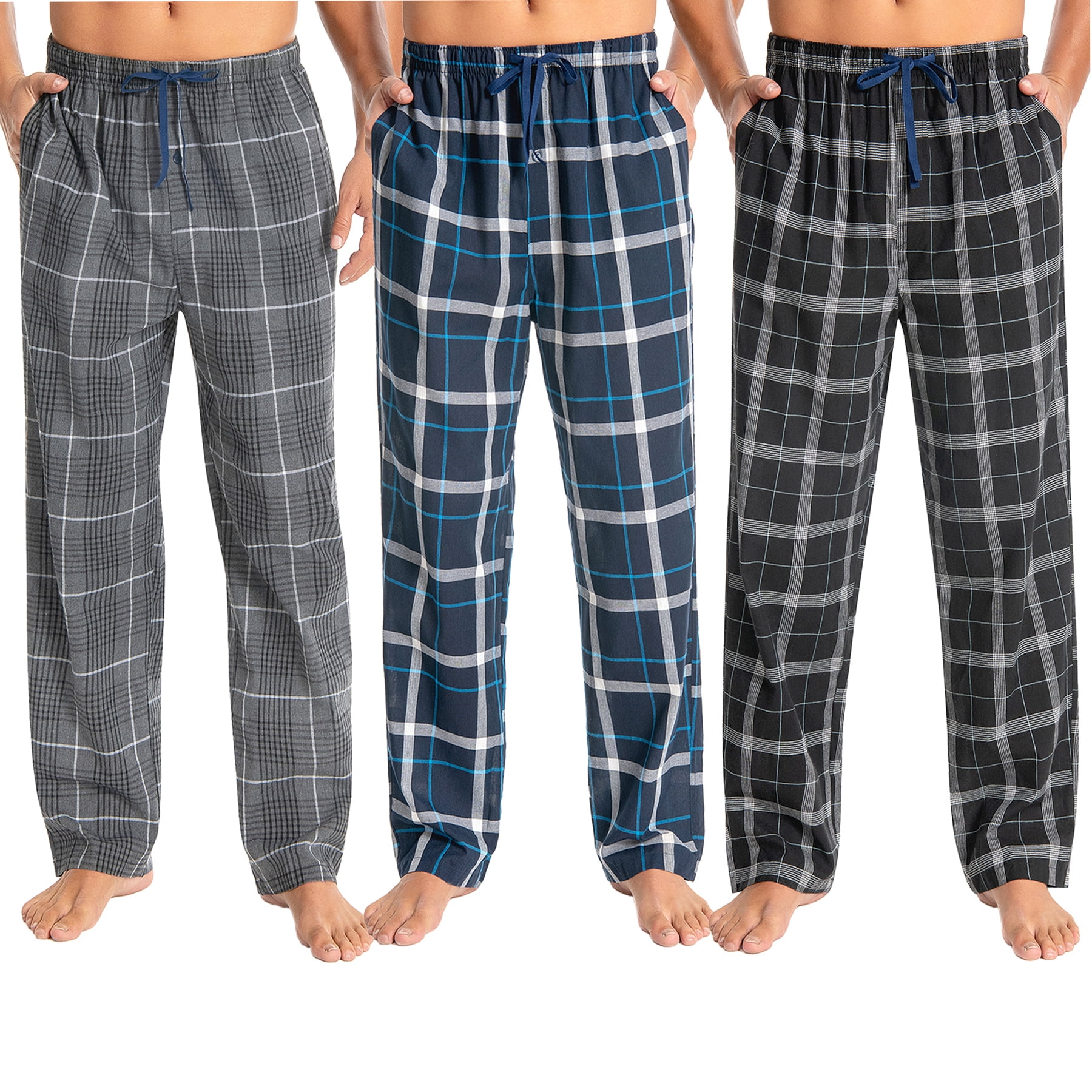 Onimisc Men's 100% Cotton Pajama Pants, Lightweight, Breathable, Plaid ...