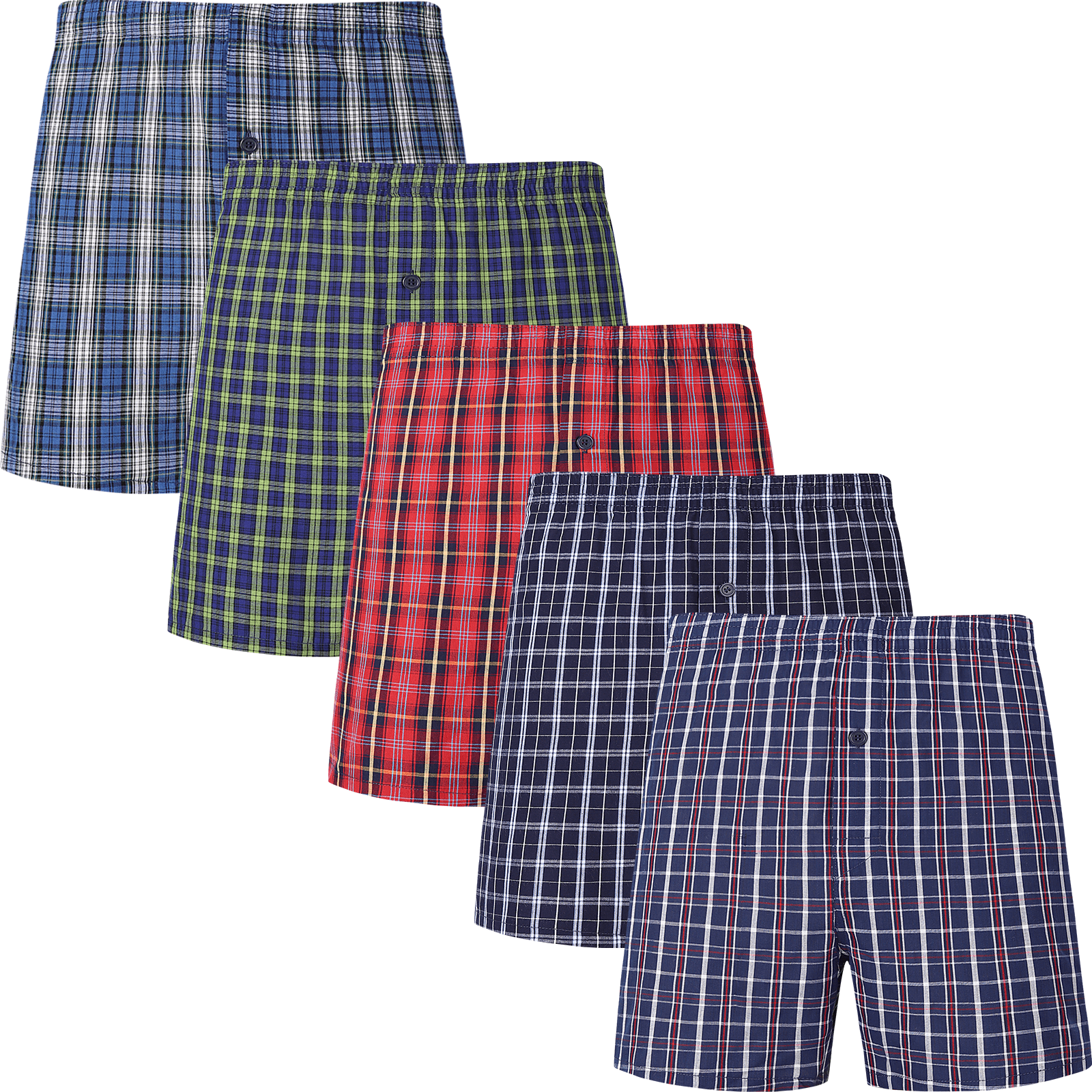 Onimisc Men's Cotton Boxer Shorts 5 Pack, Breathable Classic Plaid ...