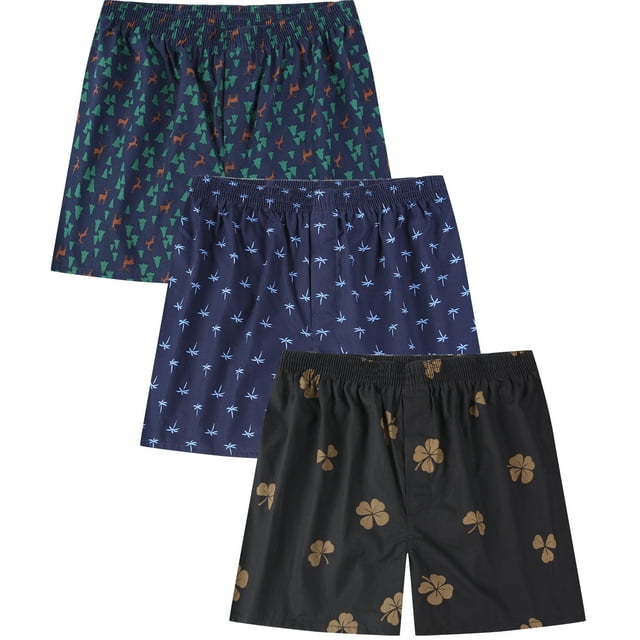 Onimisc Men's Boxers Underwear 100% Cotton Printed Woven Boxers for Men ...