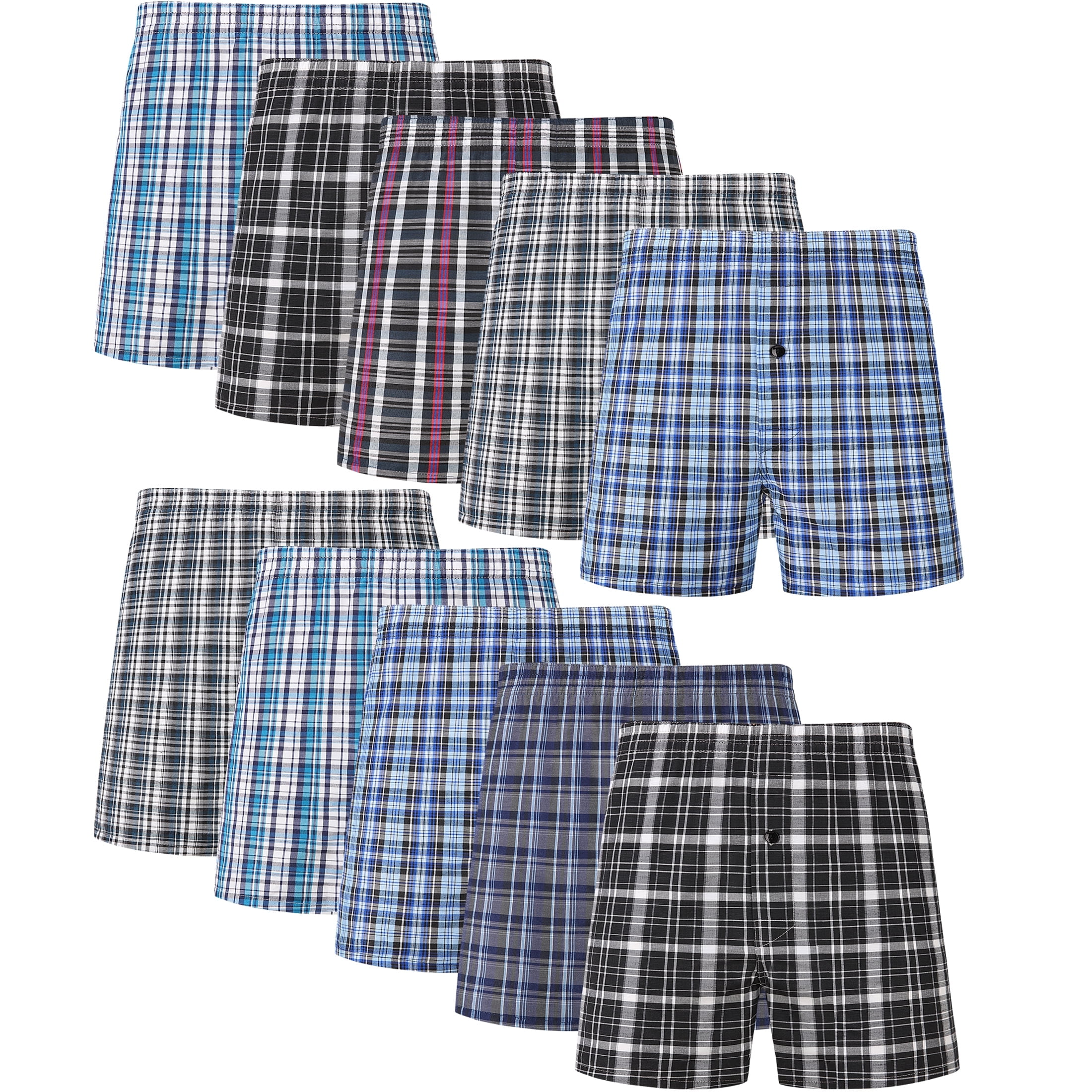 Onimisc Men's Woven Boxer Shorts Cotton Plaid Boxers for Men Underwear ...