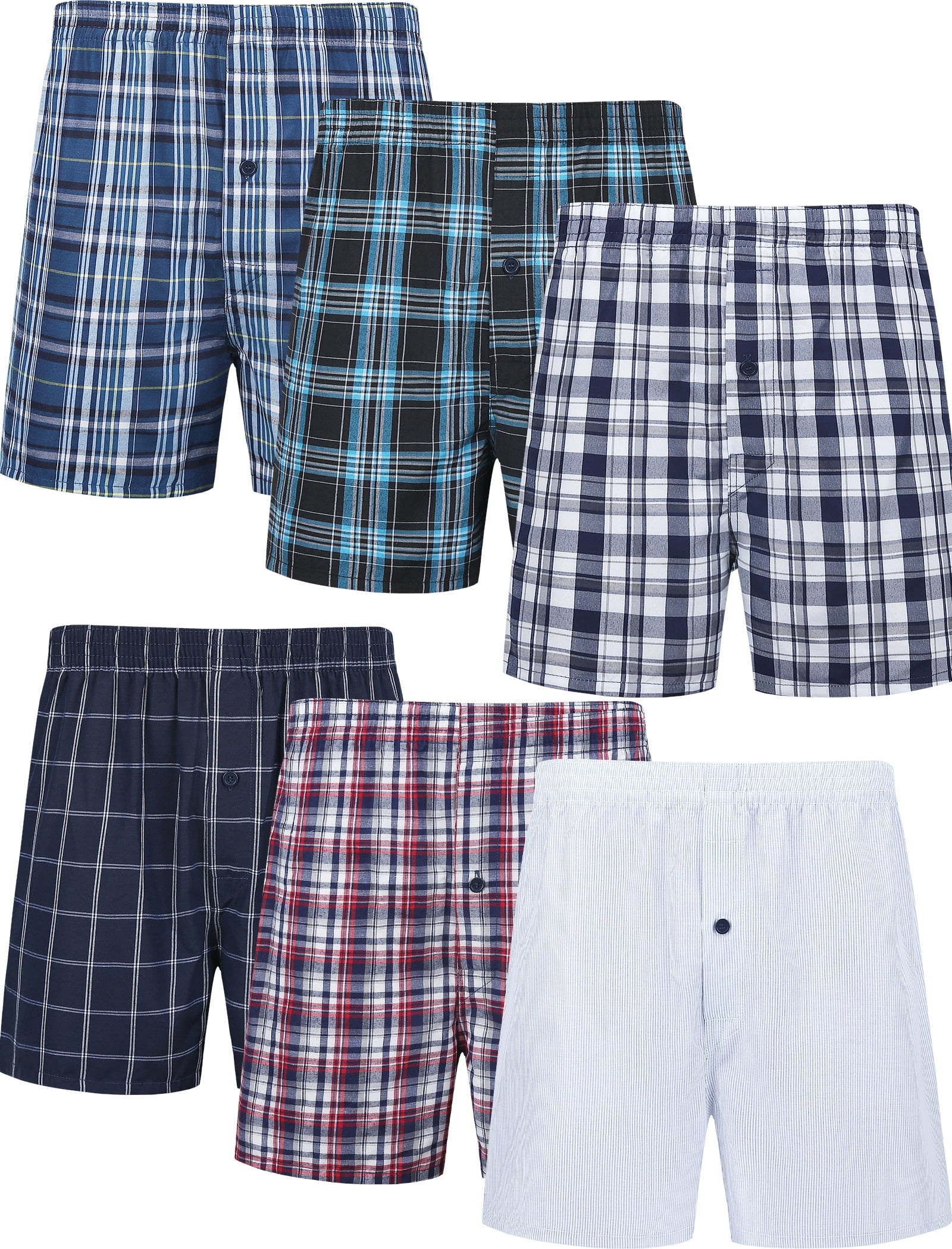 Onimisc Men's Boxer Shorts Cotton Classic Plaid Woven Boxers for Men ...
