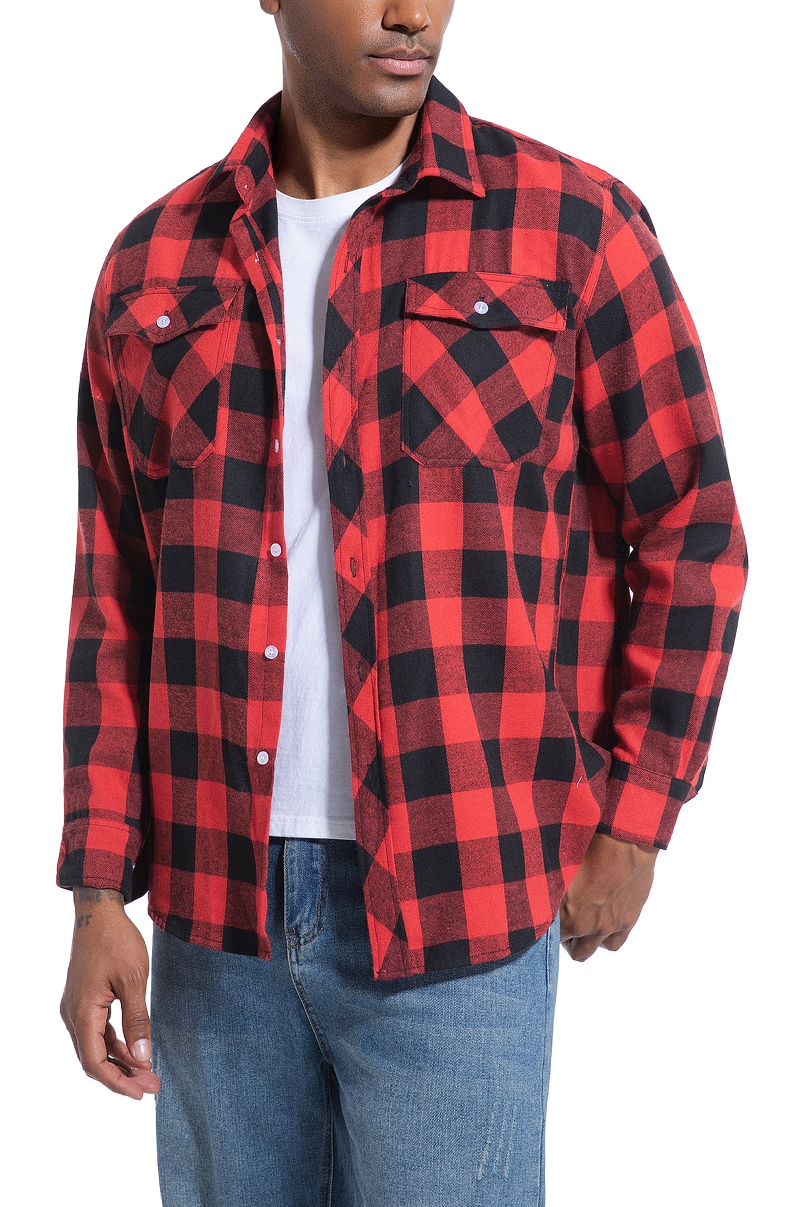 Onimisc Mens Flannel Shirt Long Sleeve Plaid Flannel Shirt for Men ...