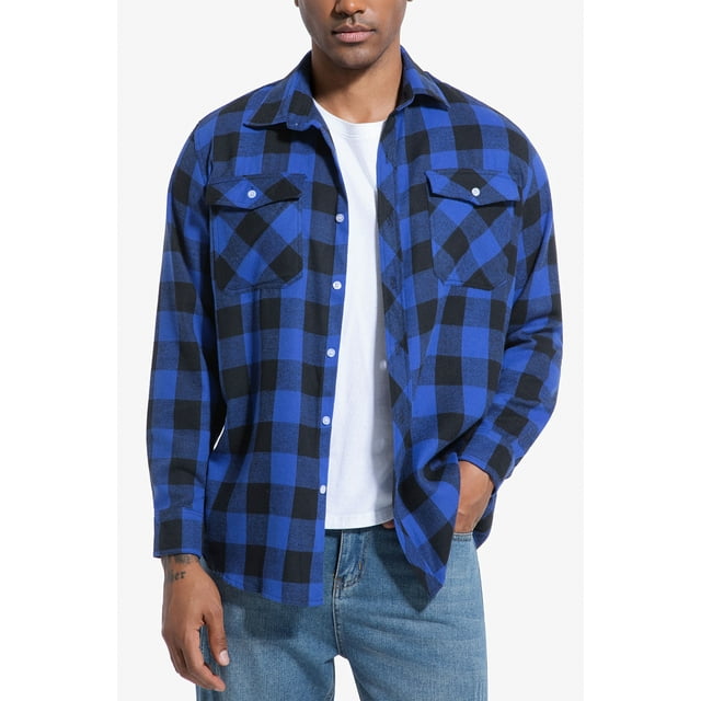 Onimisc Mens Flannel Shirt Long Sleeve Plaid Flannel Shirt for Men ...